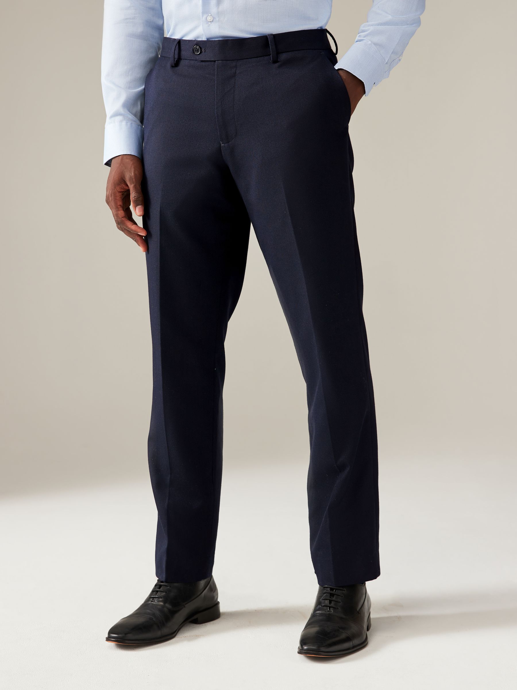 Buy Navy Blue Regular Fit Textured Suit Trousers from the Next UK ...