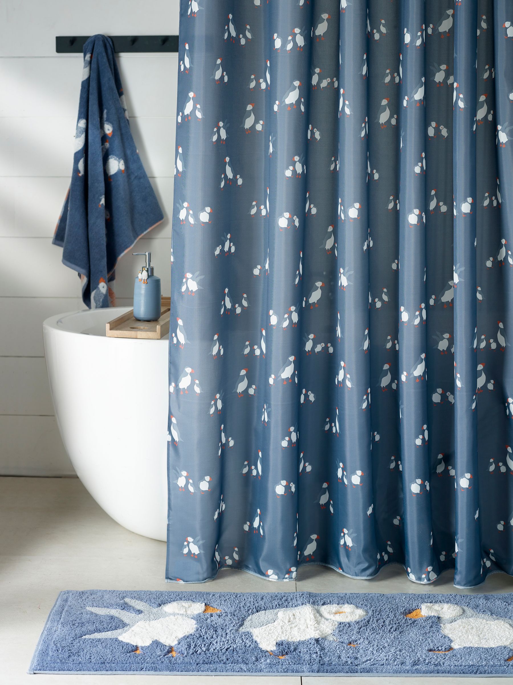 Buy Blue Puffin Shower Curtain from the Next UK online shop