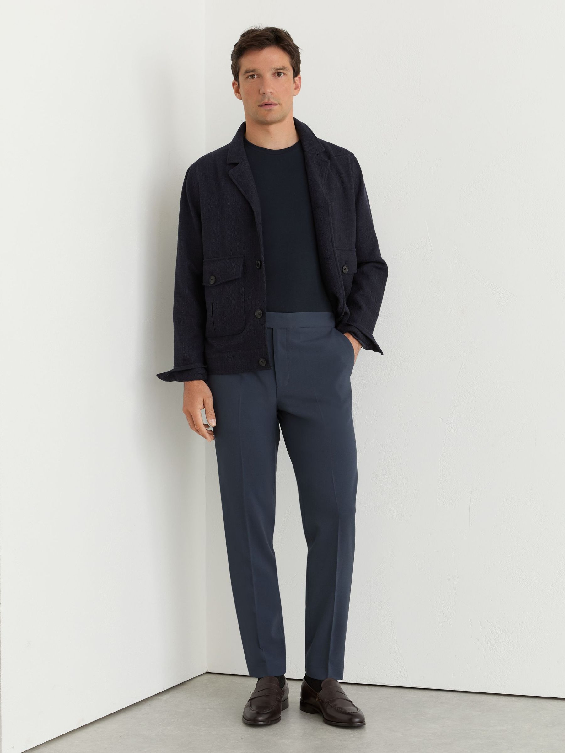 Buy Reiss Airforce Blue Found Stretch Slim-Fit Drawstring Trousers from ...