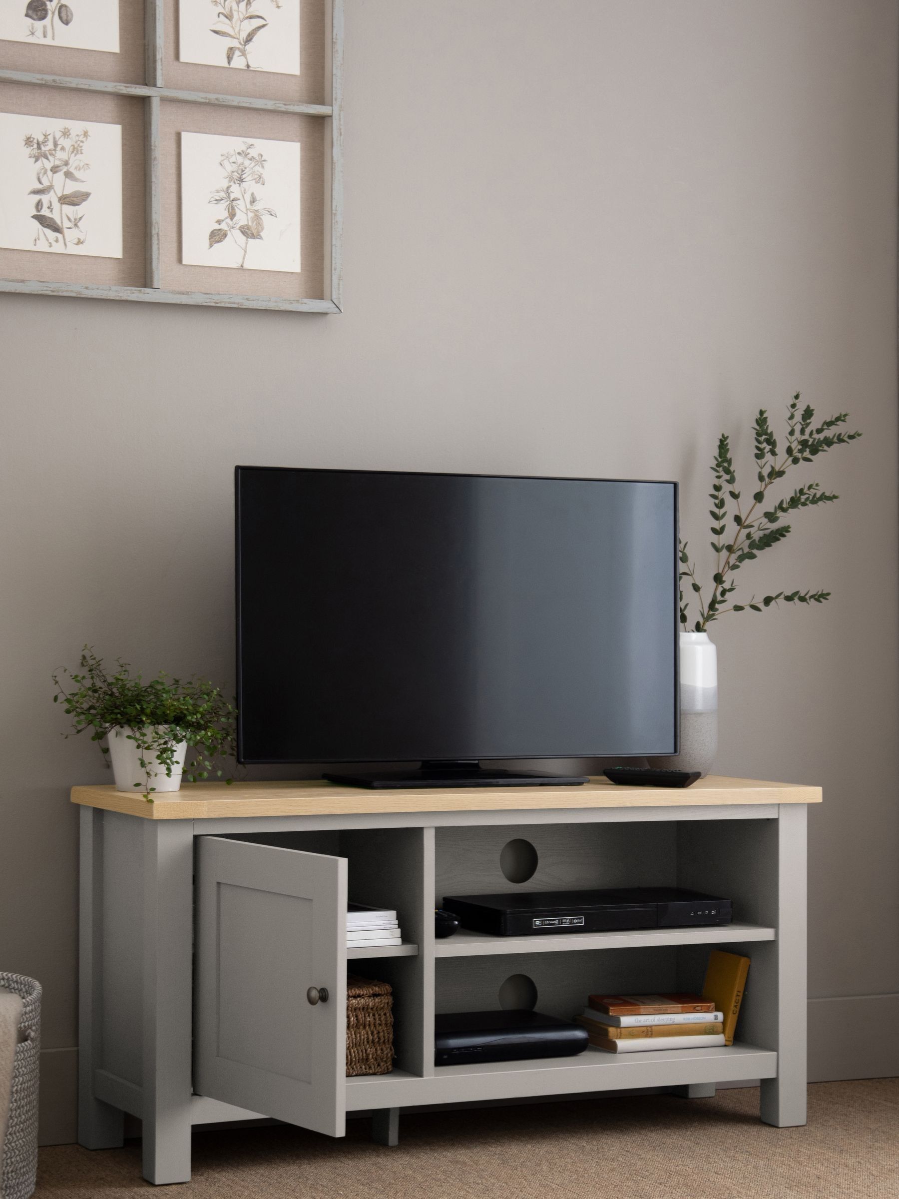 Buy Dove Grey Malvern Oak Effect Up to 50 inch Slim TV Unit from the ...