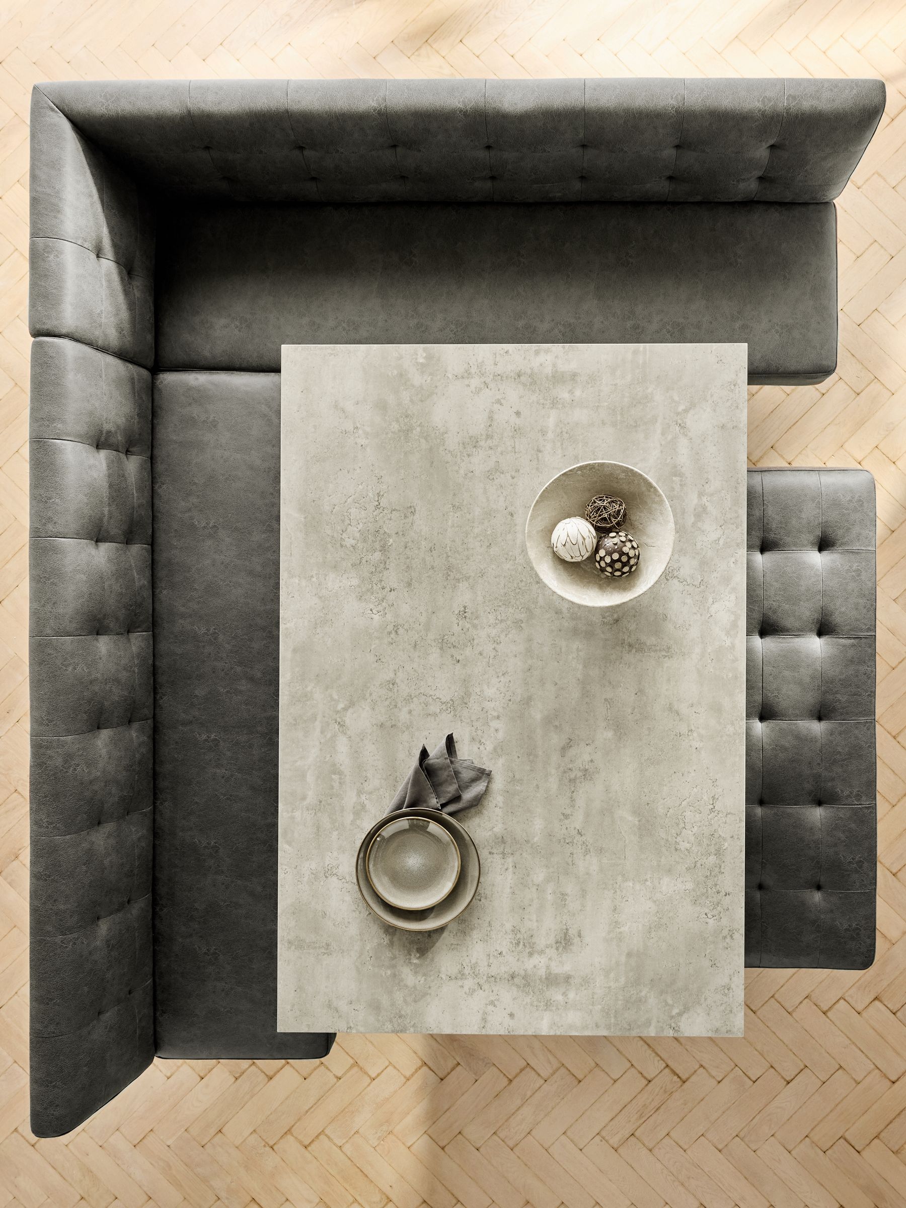 Buy Monza Faux Leather Dark Grey Curtis Right Hand Corner Dining Table ...