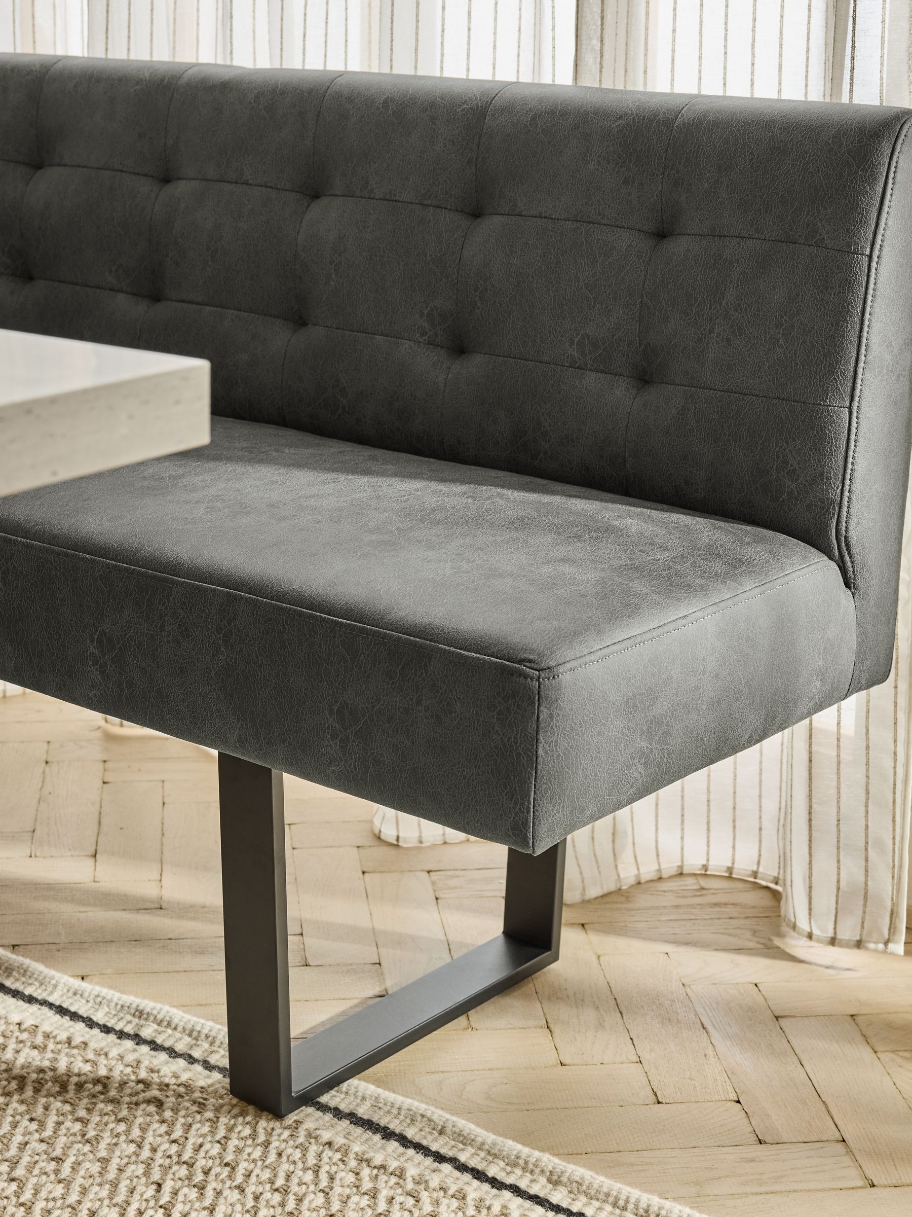 Buy Monza Faux Leather Dark Grey Curtis Right Hand Corner Dining Table ...