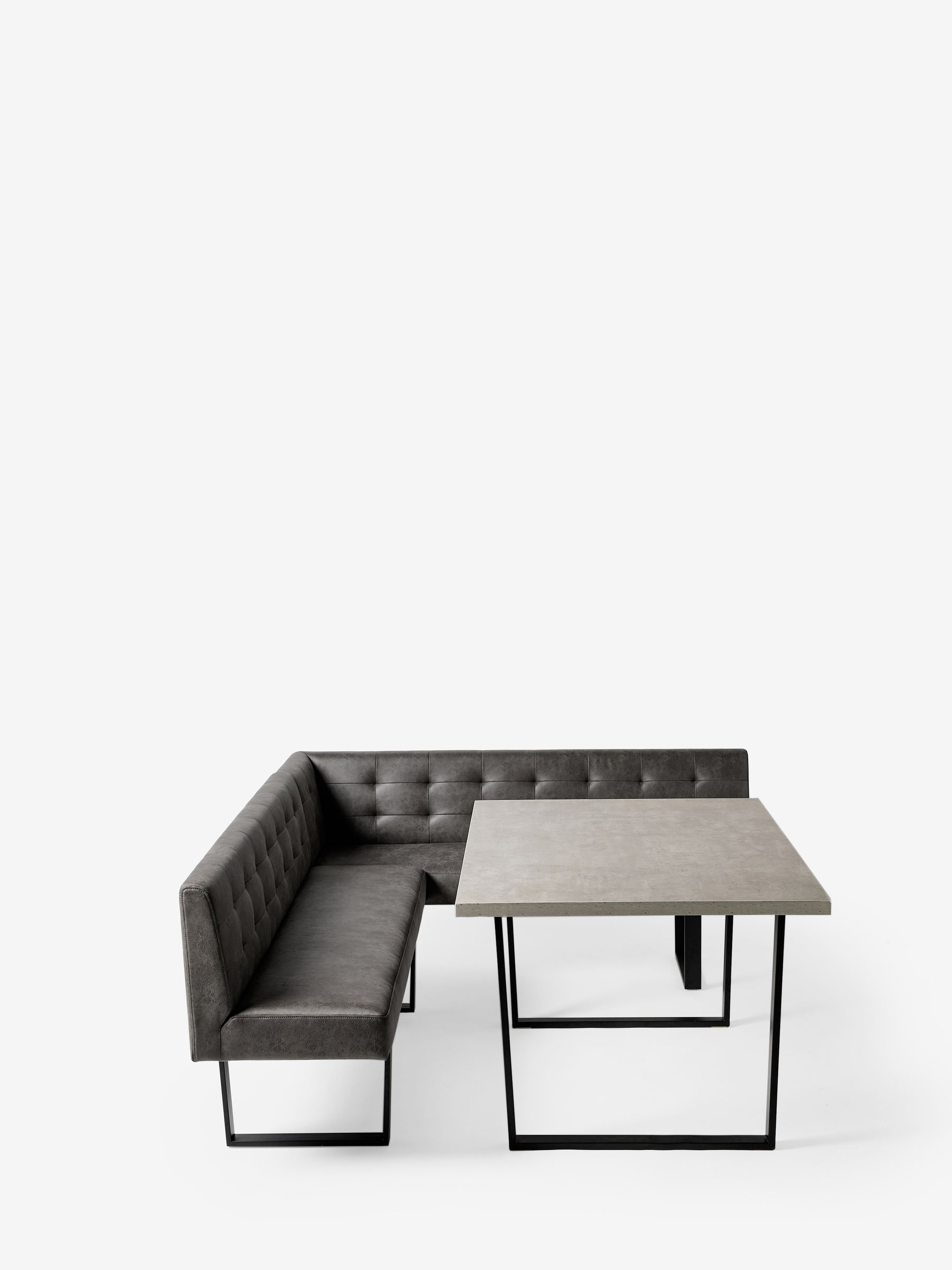 Buy Monza Faux Leather Dark Grey Curtis Right Hand Corner Dining Table ...