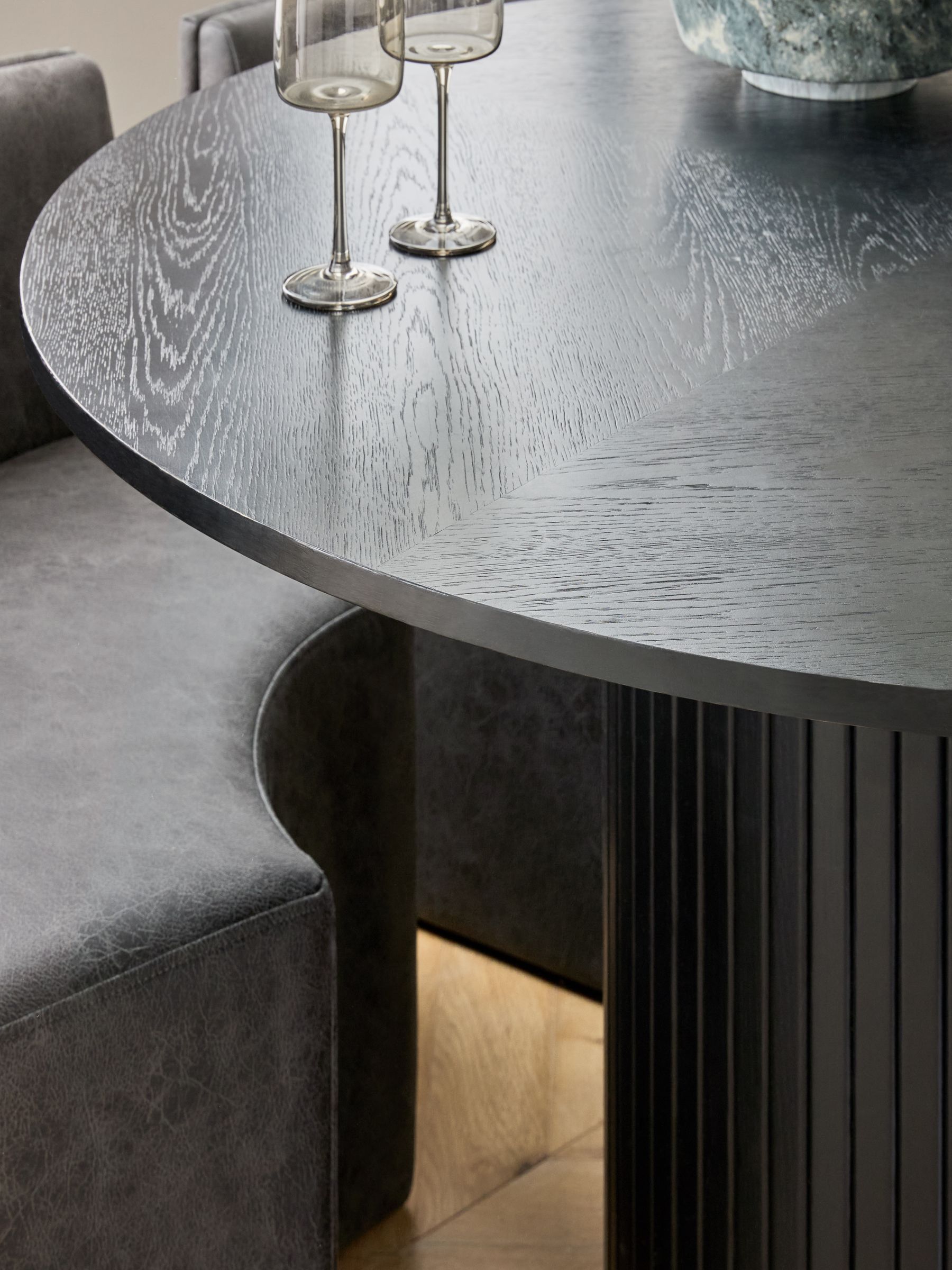 Buy Monza Faux Leather Dark Grey Conway 4 Seater Round Dining Table and ...