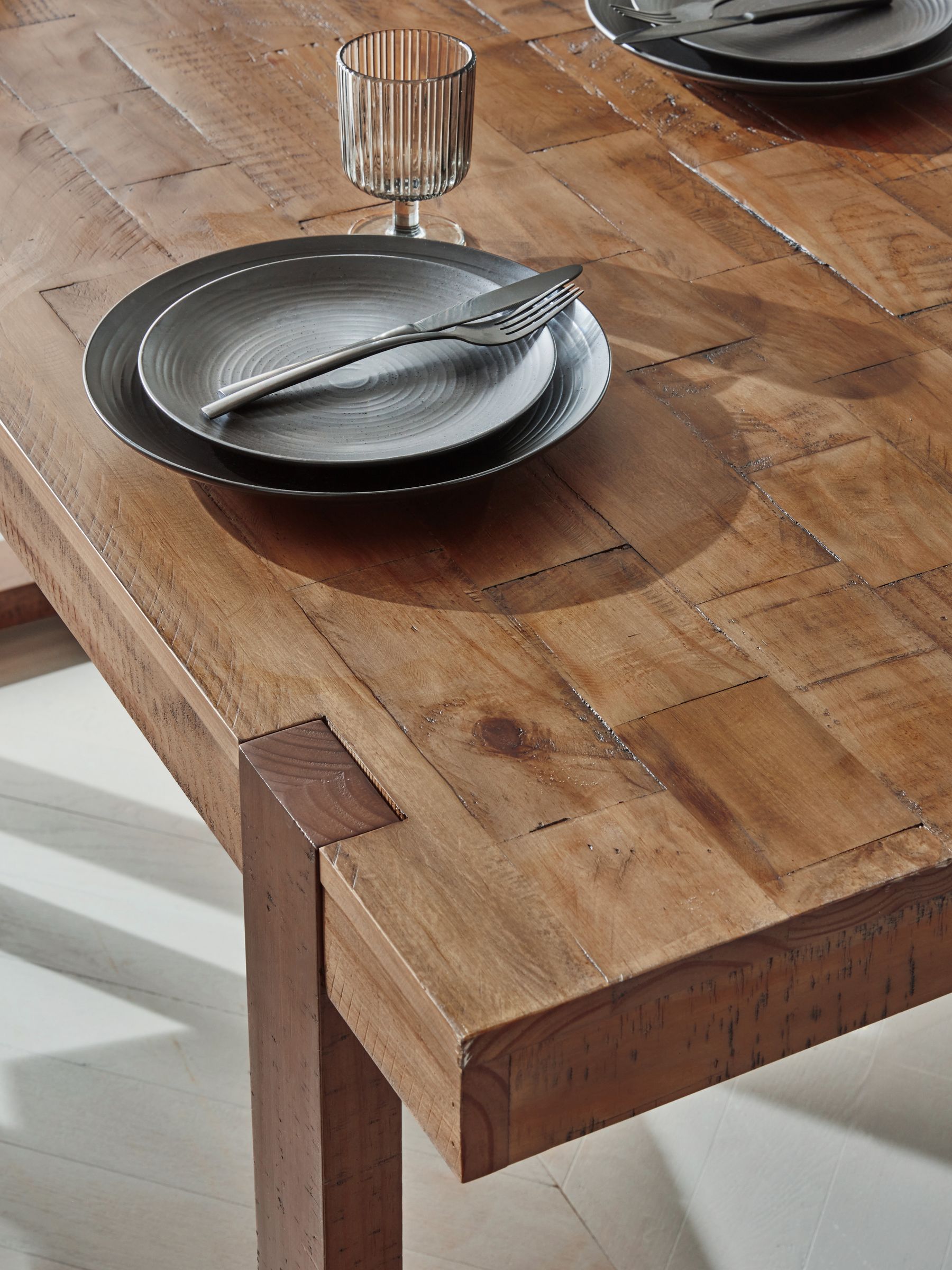 Buy Natural Jefferson Solid Wood Pine 4 Seater Dining Table and Bench ...