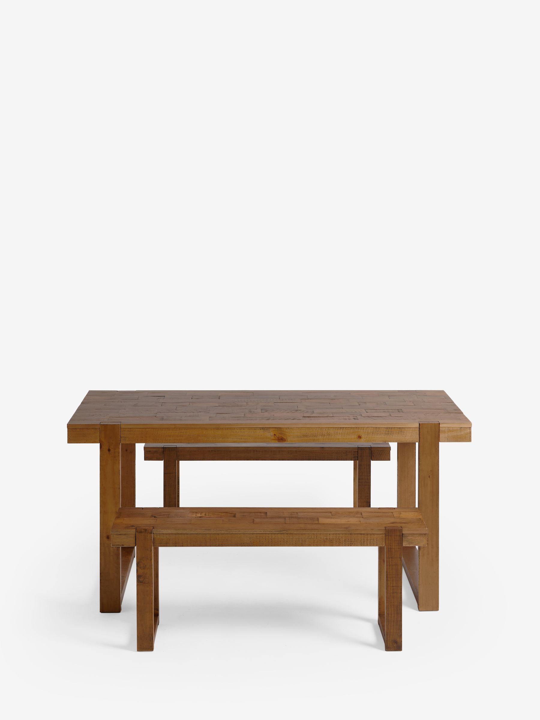 Buy Natural Jefferson Solid Wood Pine 4 Seater Dining Table and Bench ...