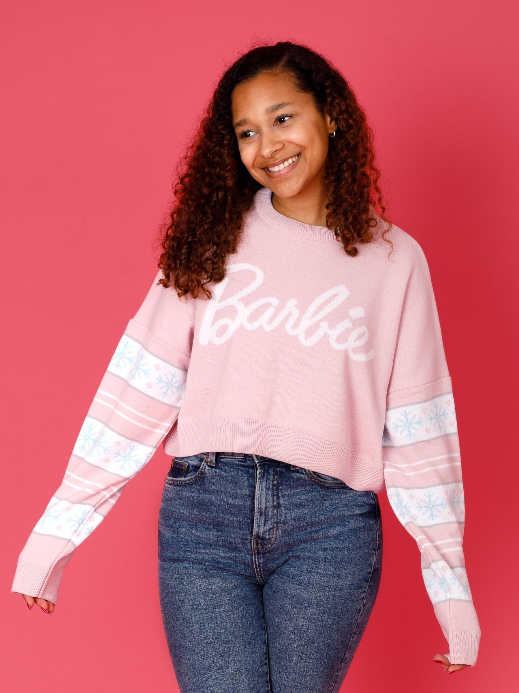Buy Vanilla Underground Pink Barbie Ladies Christmas Jumper from the ...