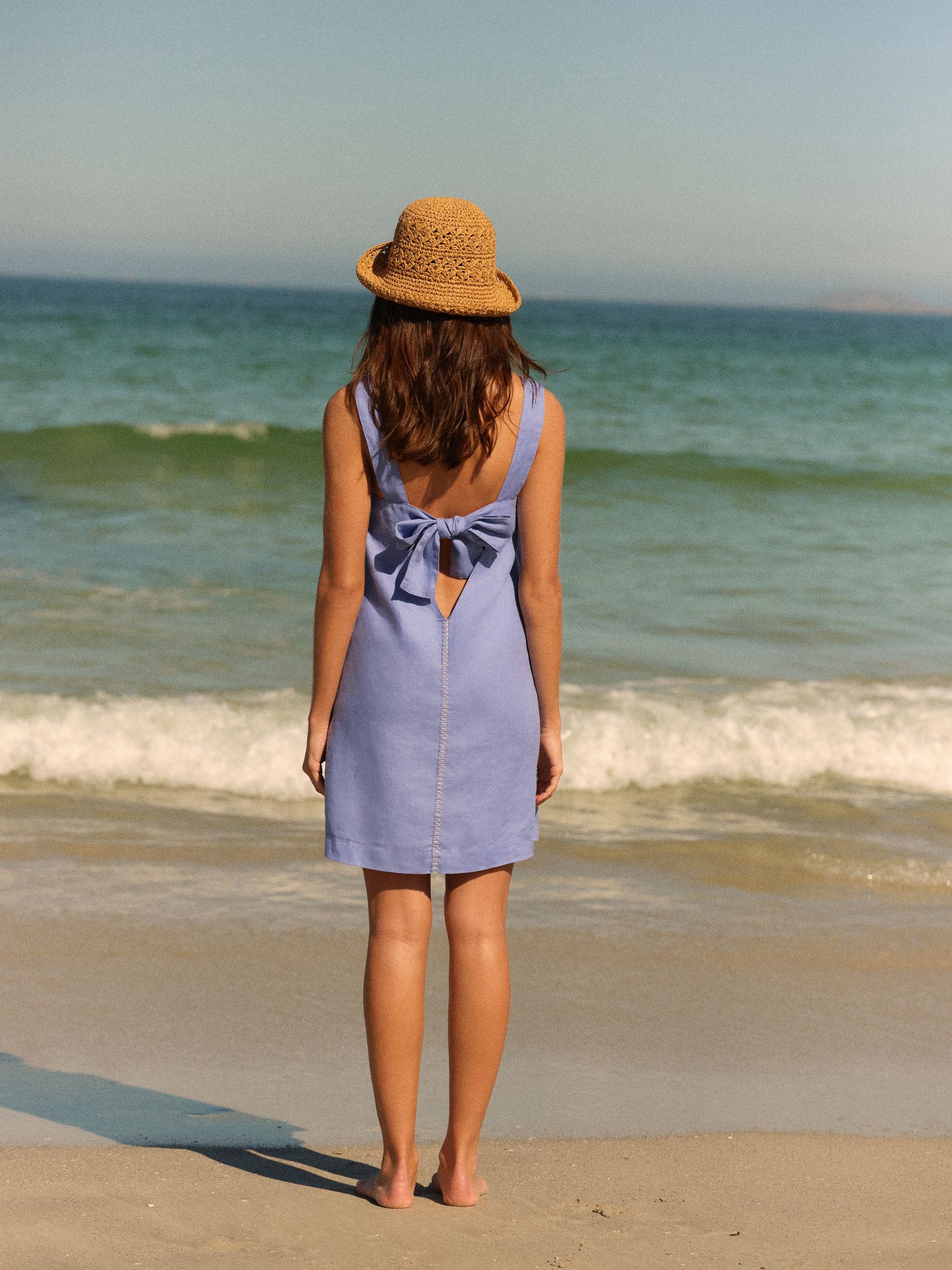Buy Blue Premium 100% Linen Mini Dress from the Next UK online shop