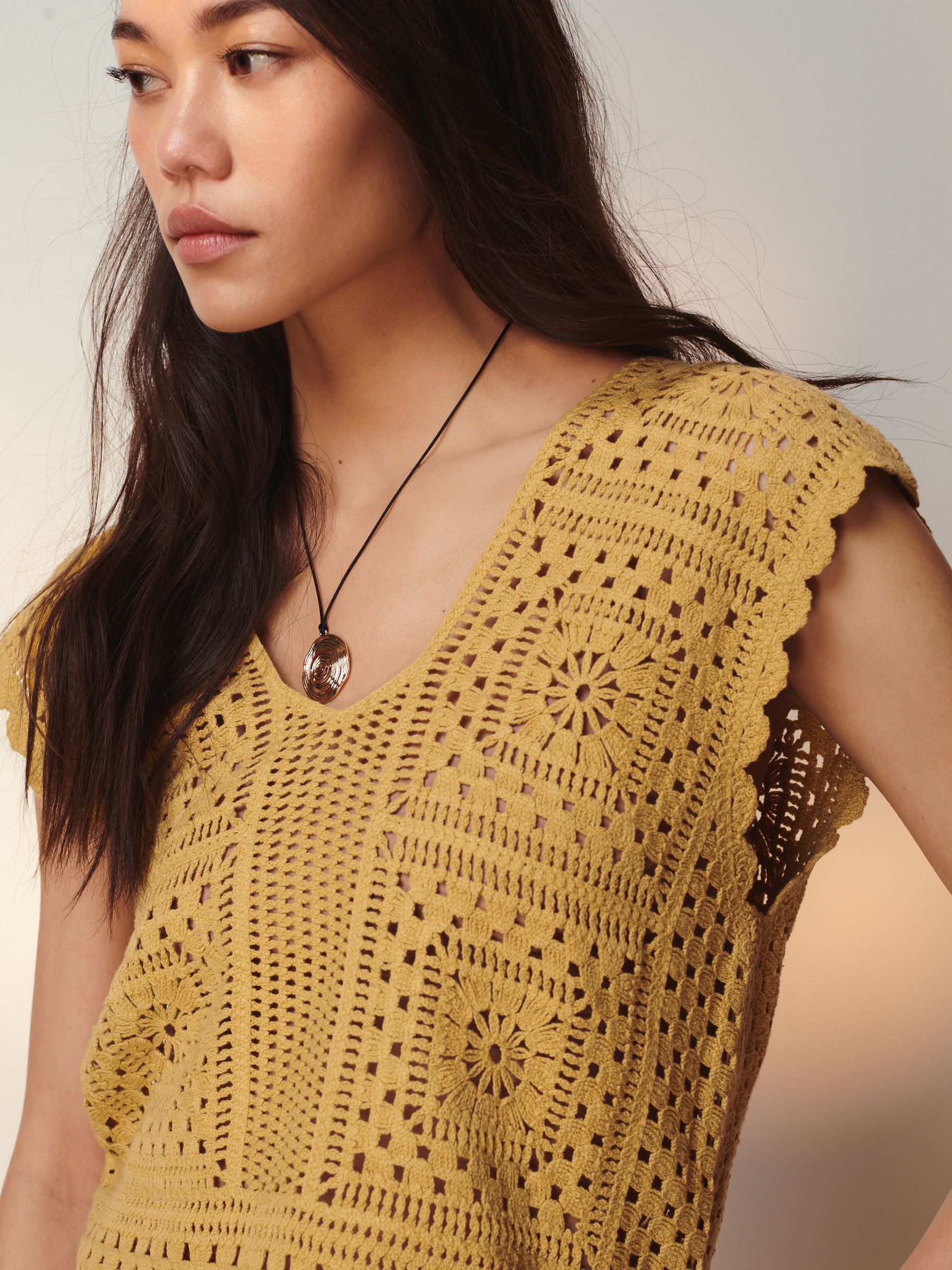 Buy Ochre Yellow Crochet Tank from the Next UK online shop