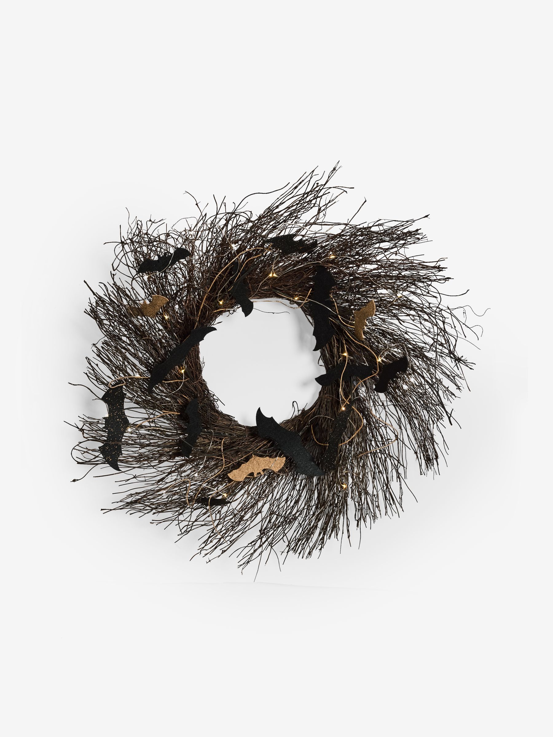 Buy Black Halloween Lit Bat Large Wreath from the Next UK online shop