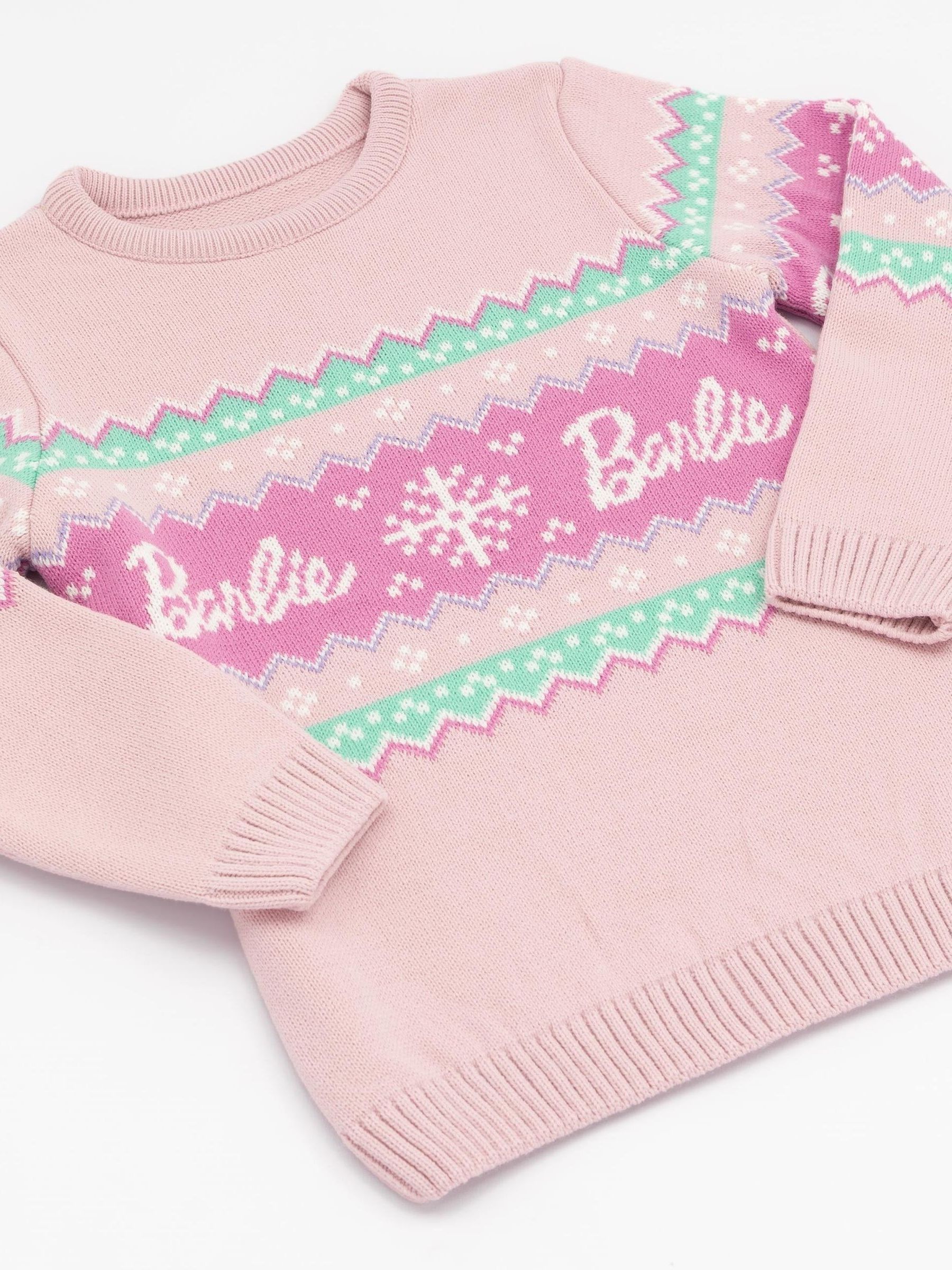 Buy Vanilla Underground Pink Barbie Kids Christmas Jumper from the Next ...
