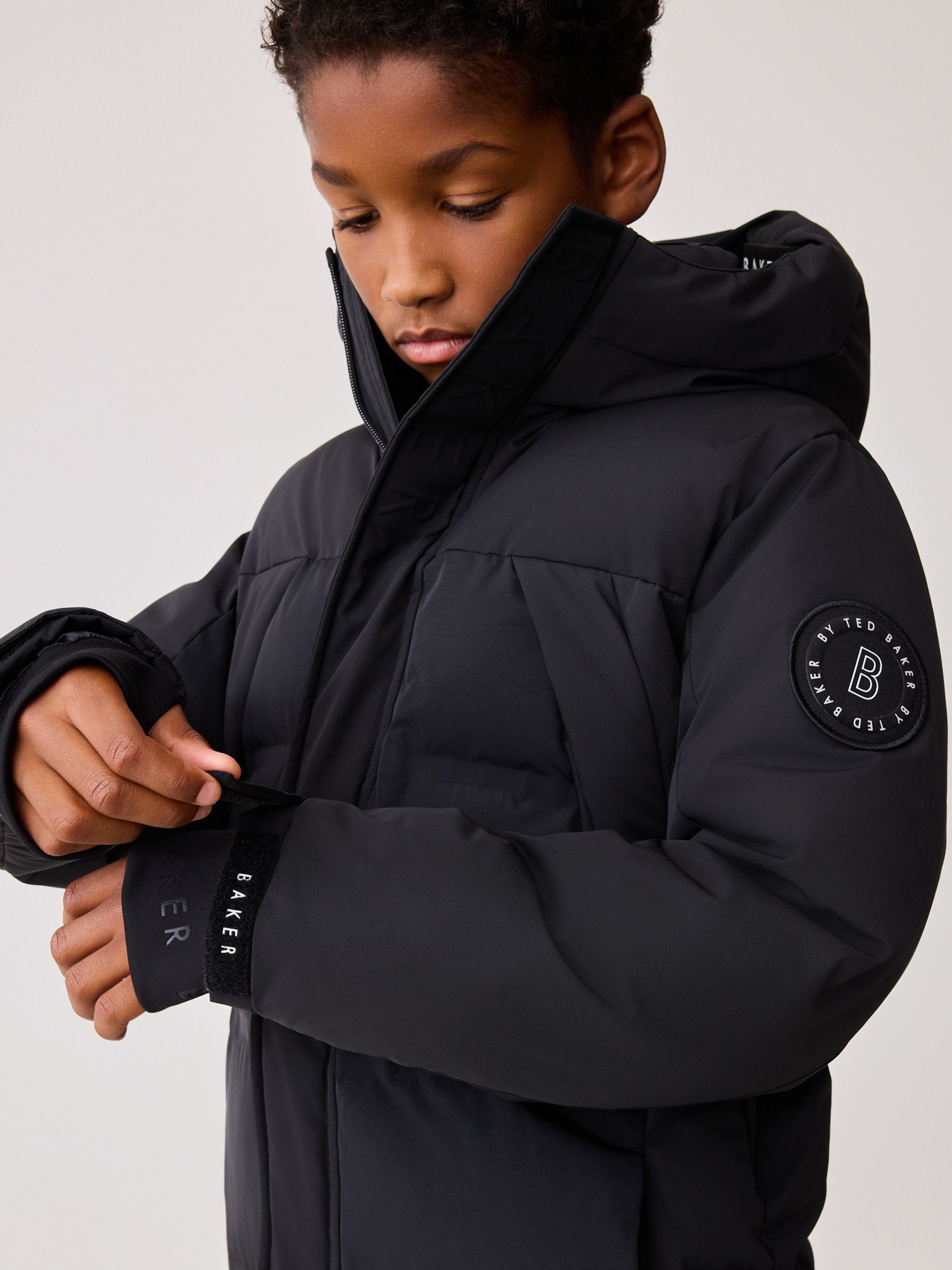 Buy Baker by Ted Baker Shower Resistant Longline Padded Black Coat from ...