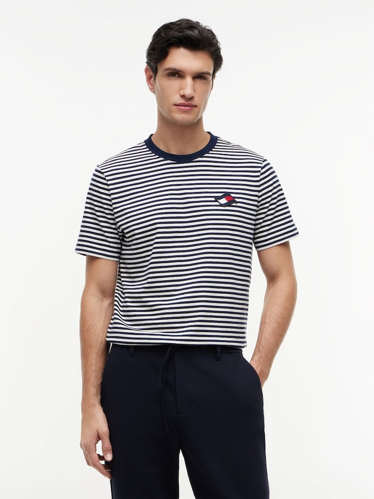 Buy Tommy Hilfiger Blue Wavy Flag Patch Stripe T-Shirt from the Next UK ...