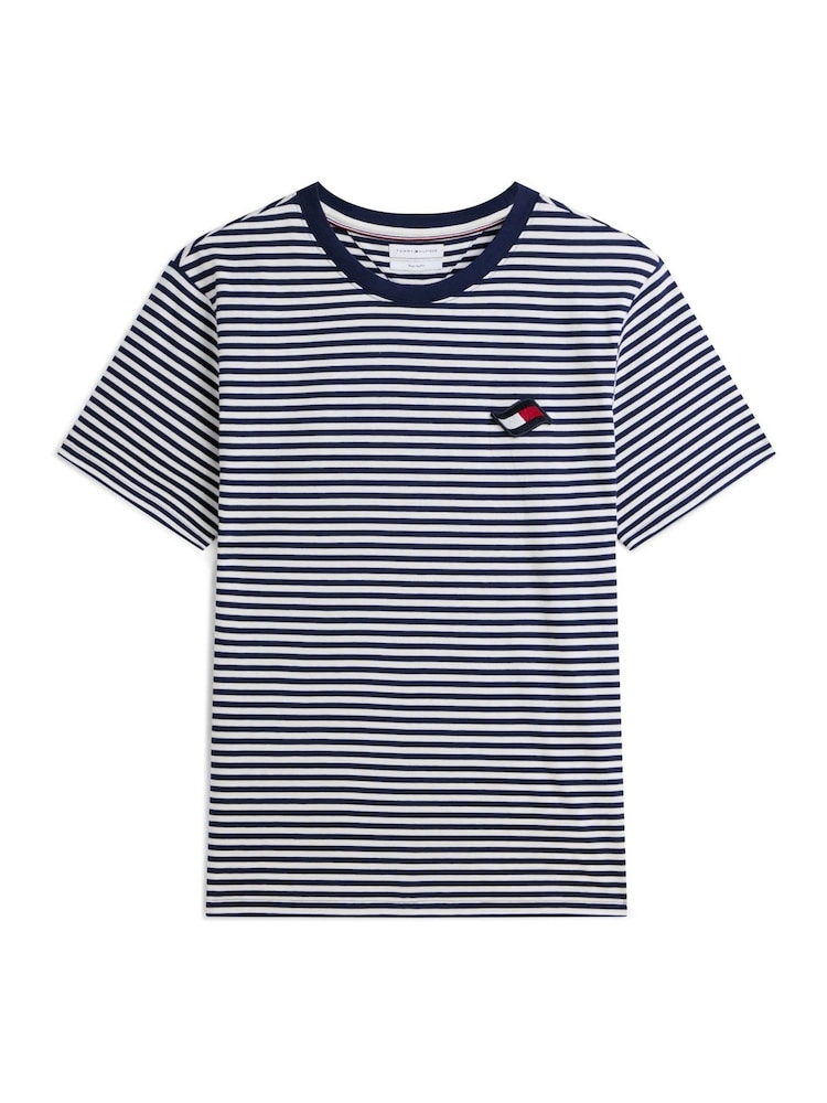 Buy Tommy Hilfiger Blue Wavy Flag Patch Stripe T-Shirt from the Next UK ...