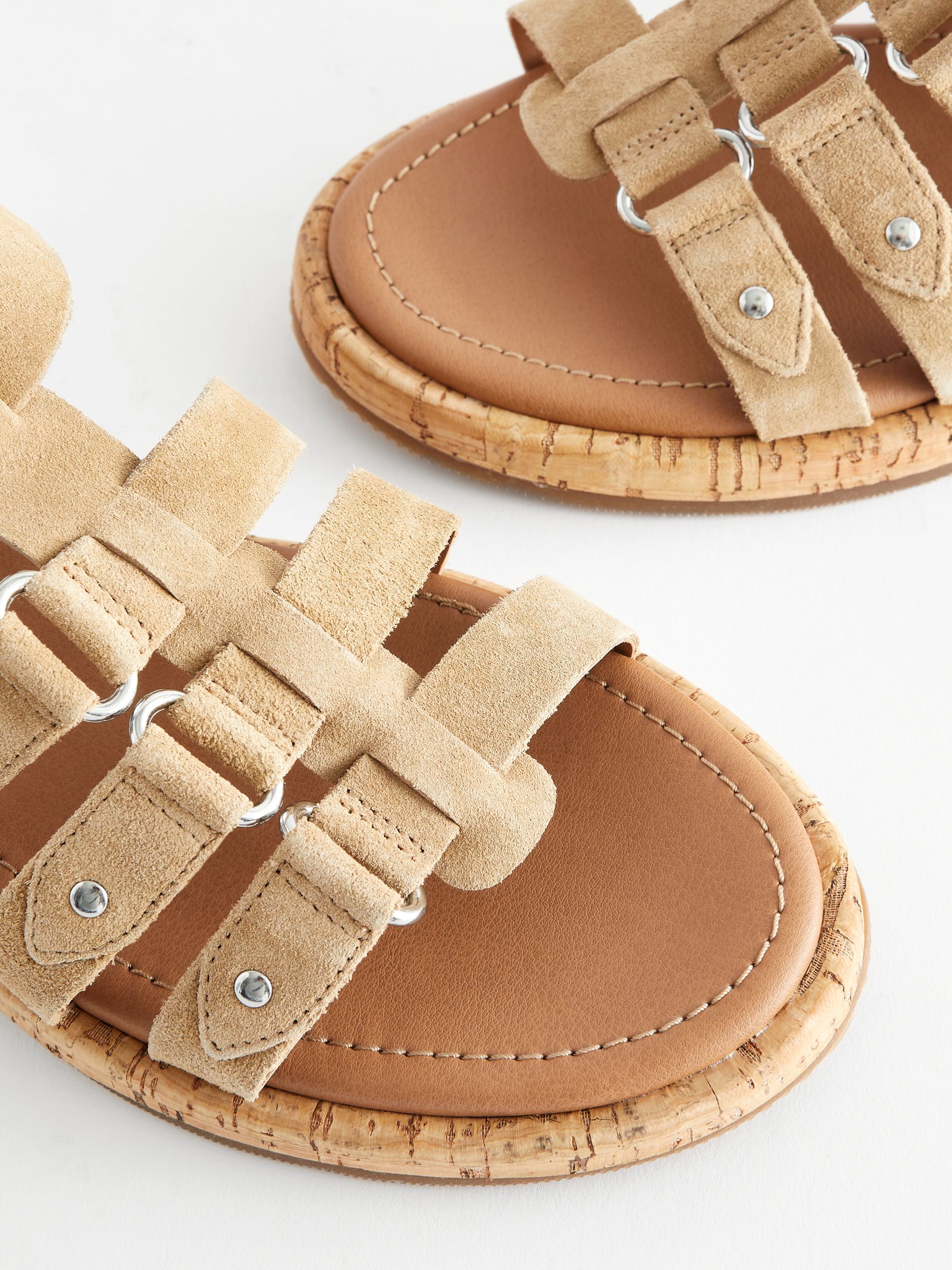 Buy Sand Brown Standard/Wide Fit Forever Comfort® Leather Gladiator ...