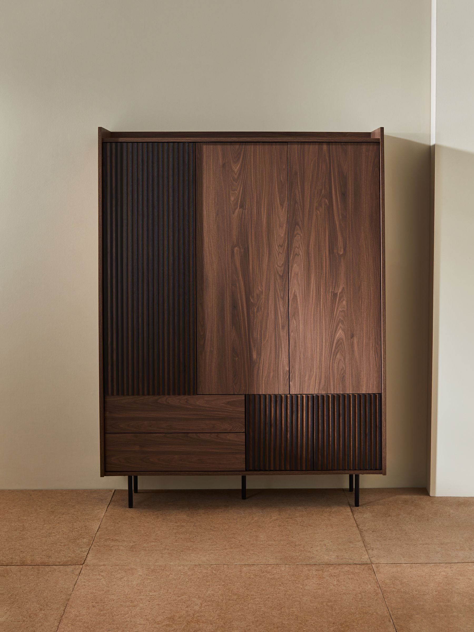 Buy MADE.COM Dark Walnut Effect Blaze Triple, 3 drawers Wardrobe from ...