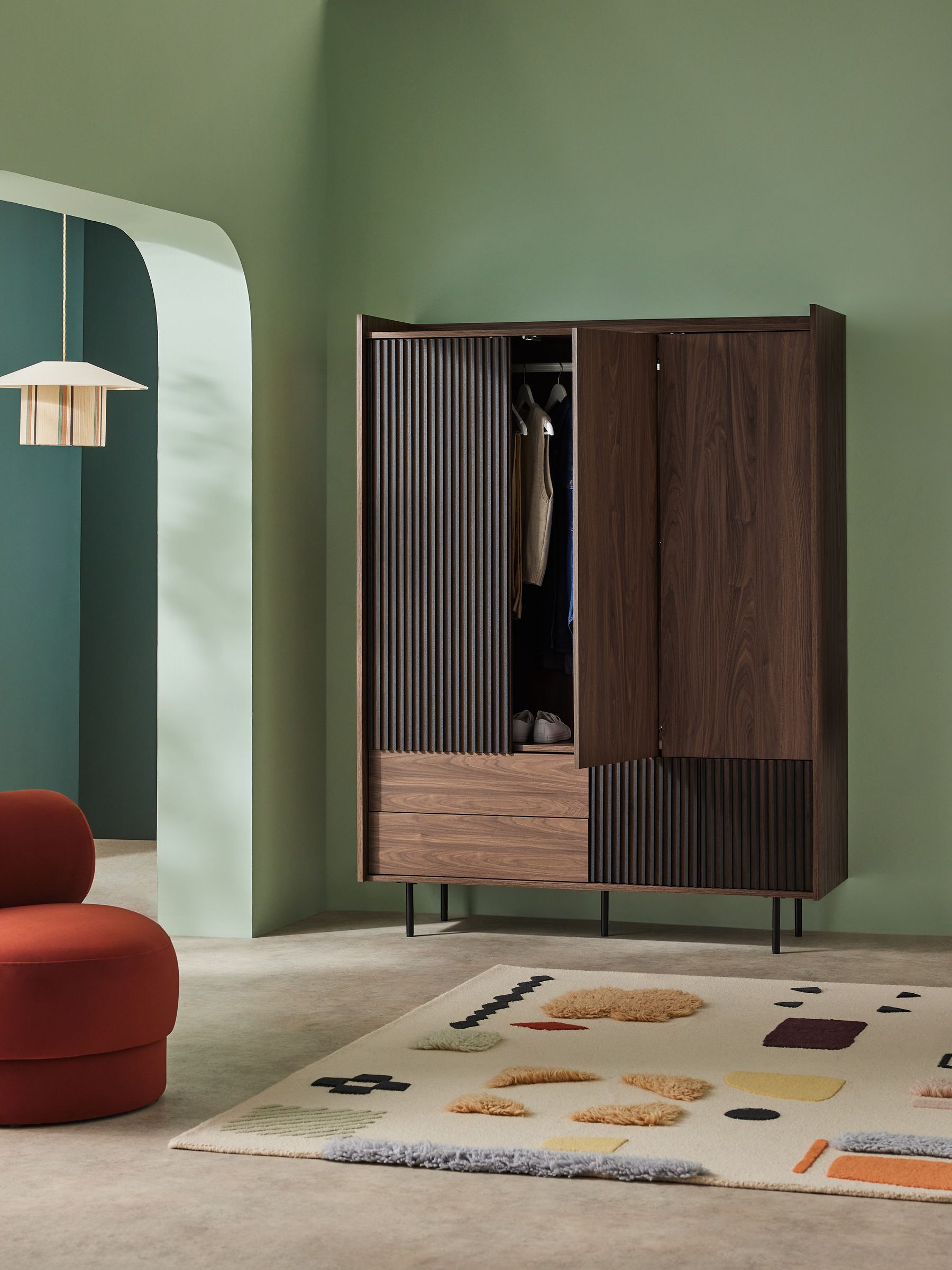 Buy MADE.COM Dark Walnut Effect Blaze Triple, 3 drawers Wardrobe from ...