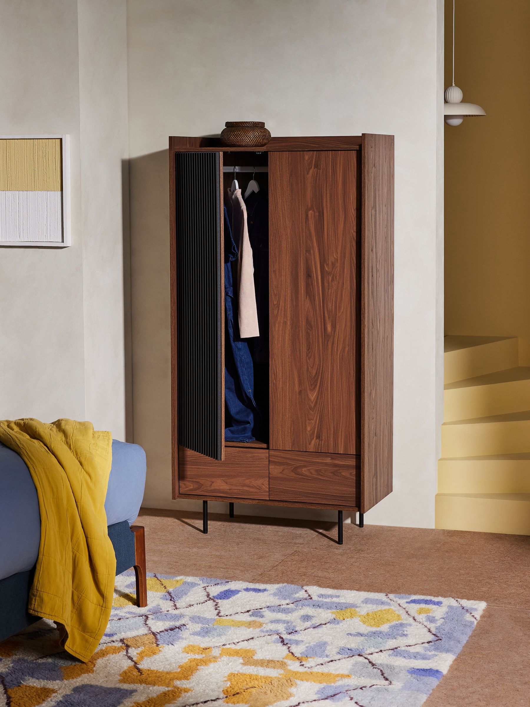 Buy MADE.COM Dark Walnut Effect Blaze Double, 2 Drawers Wardrobe from ...