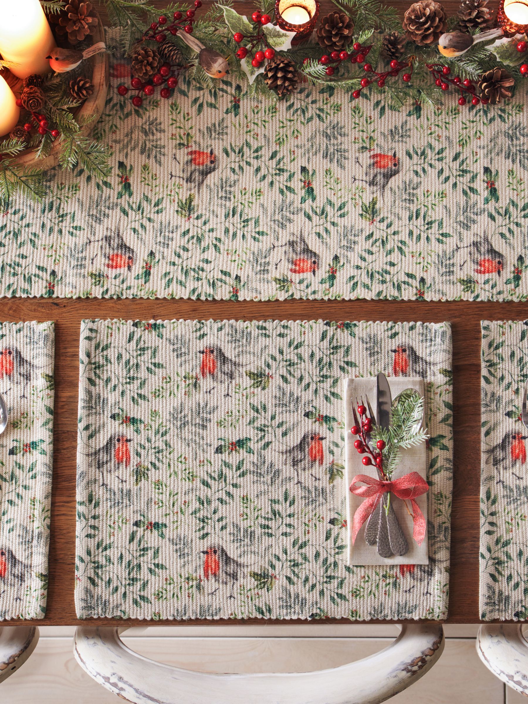 Buy Evans Lichfield Green Robin Christmas Table Runner from the Next UK ...