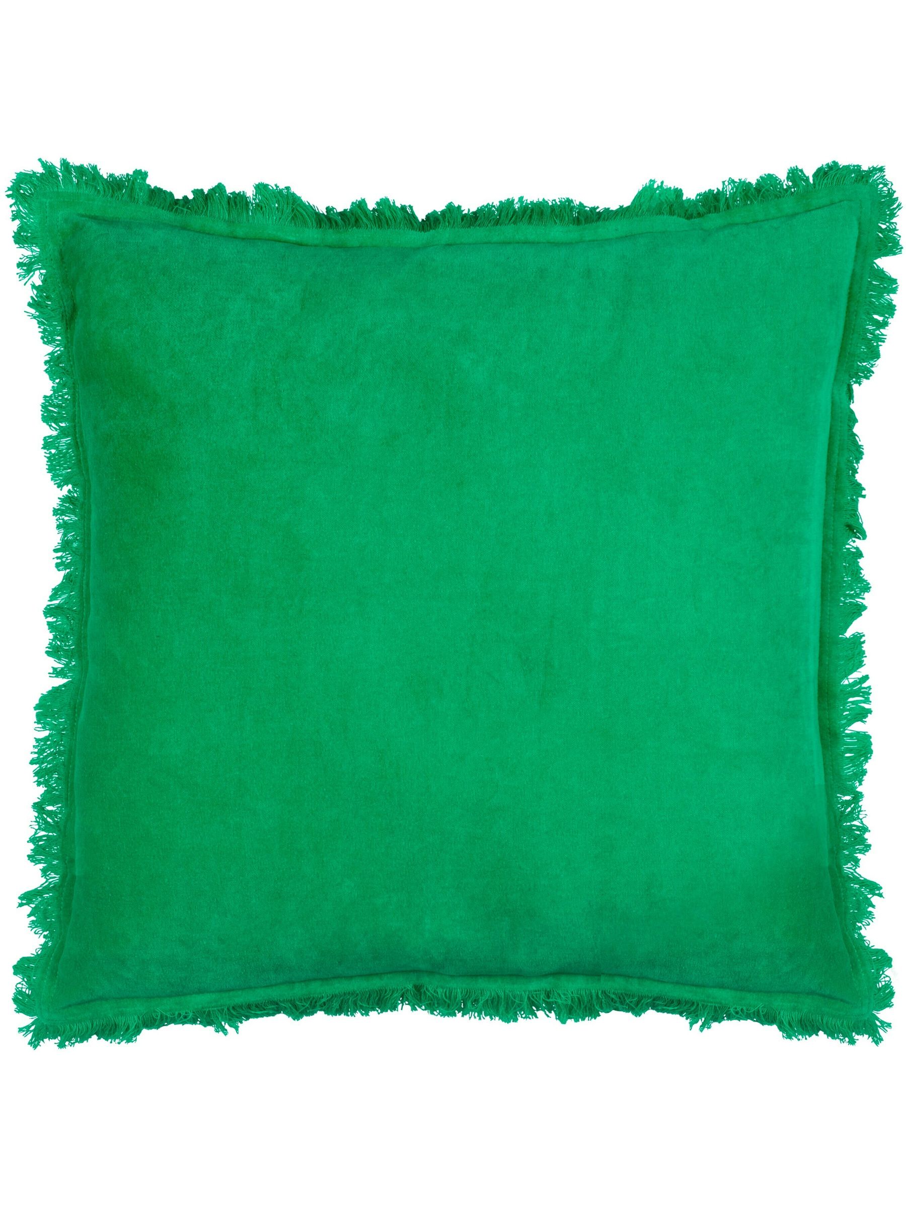 Buy Furn Emerald Green 45 x 45cm Gracie 100% Cotton Velvet Fringed ...