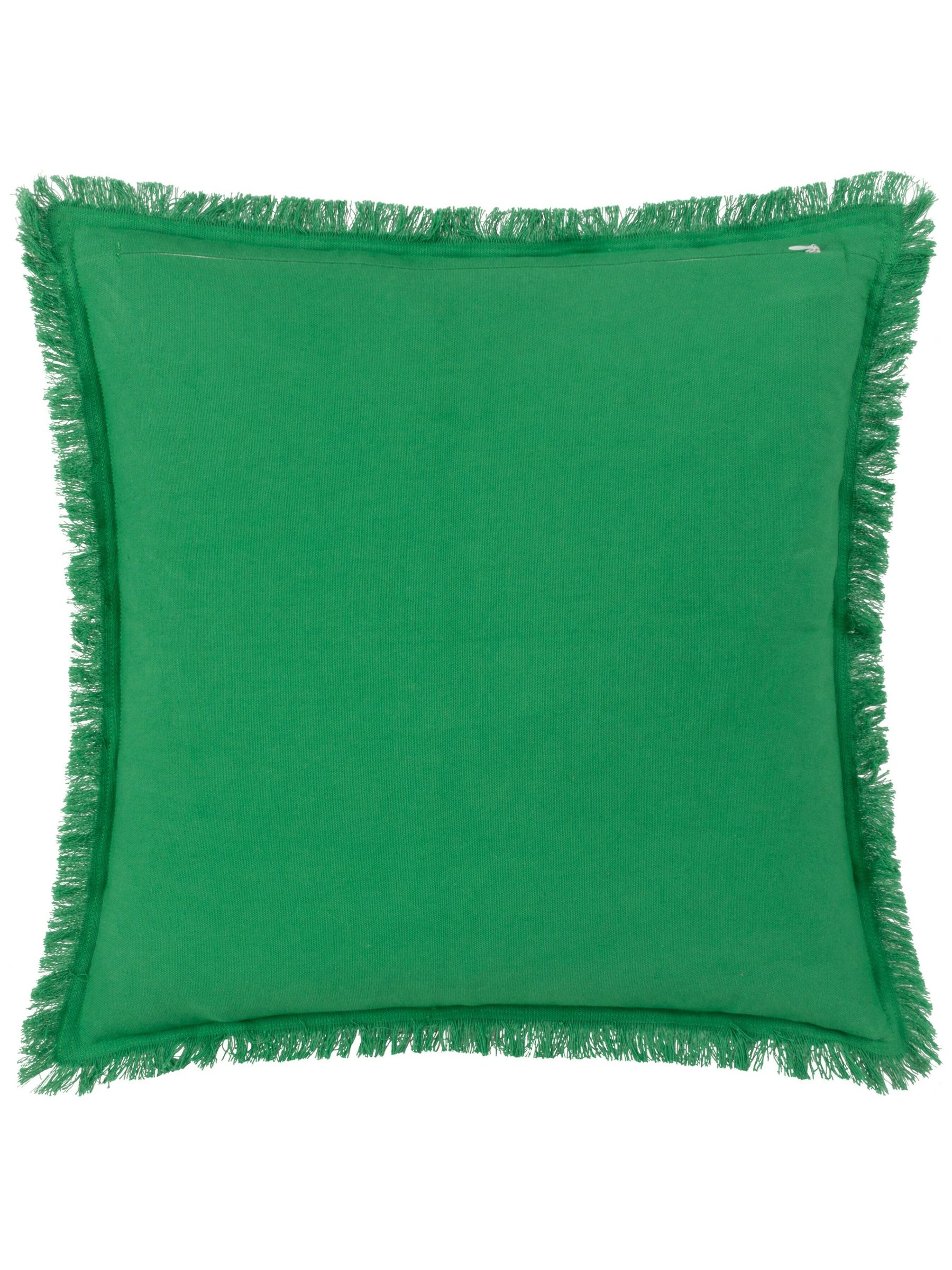 Buy Furn Emerald Green 45 x 45cm Gracie 100% Cotton Velvet Fringed ...