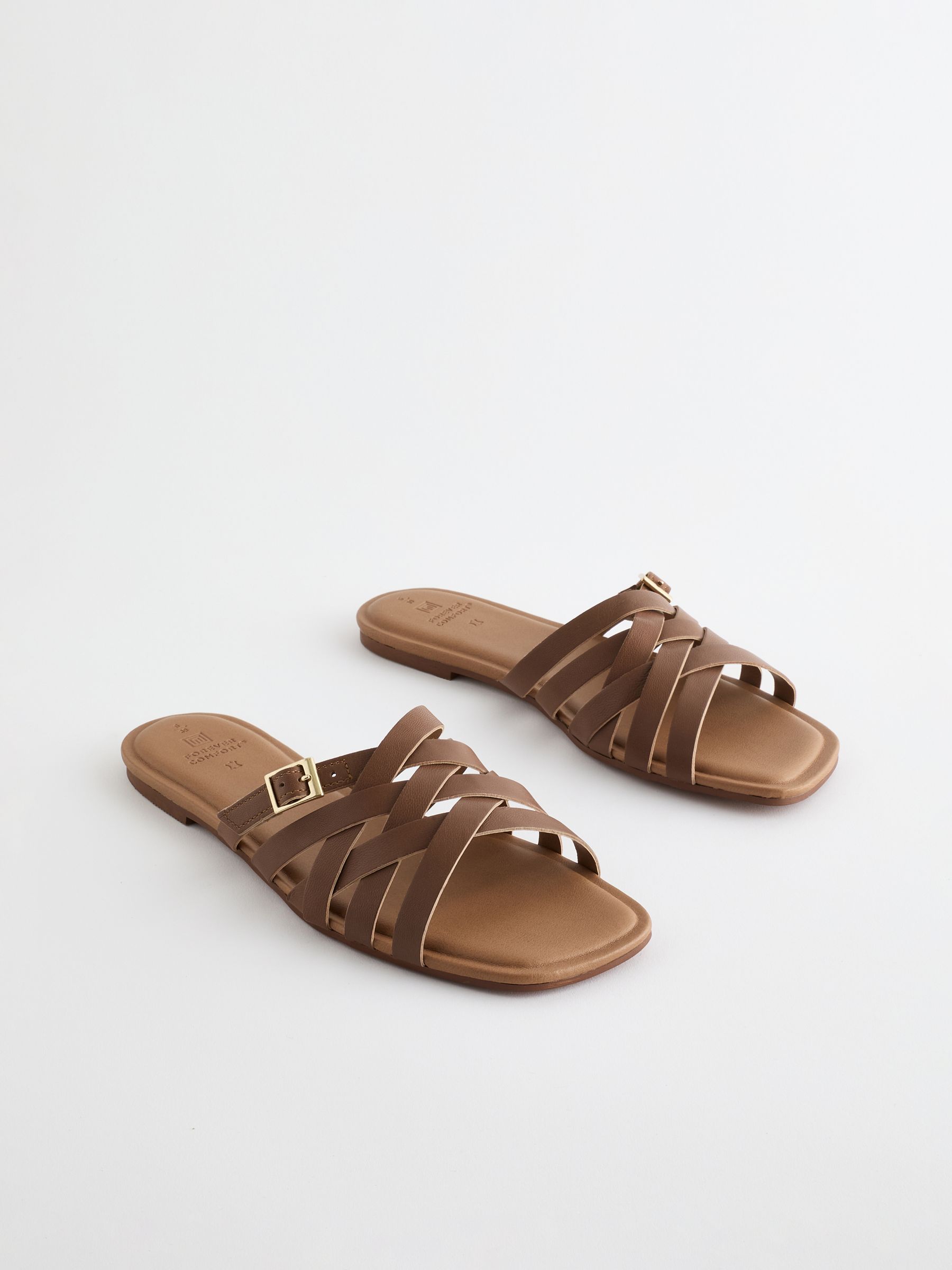 Buy Tan Brown Forever Comfort® Cross Strap Mules from the Next UK ...