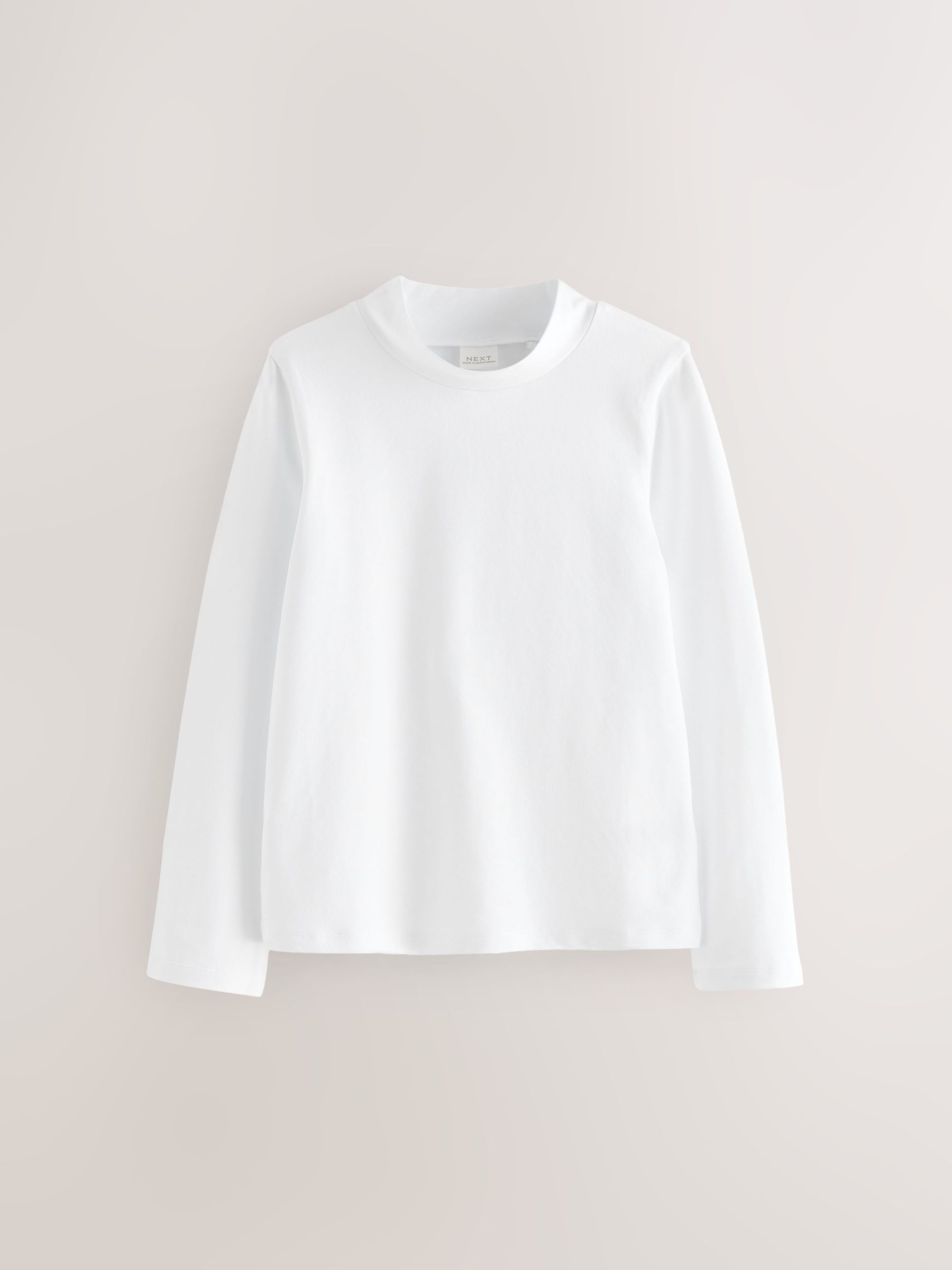 Buy White 2 Pack Long Sleeve Cotton Stretch High Neck Tops (3-14yrs ...