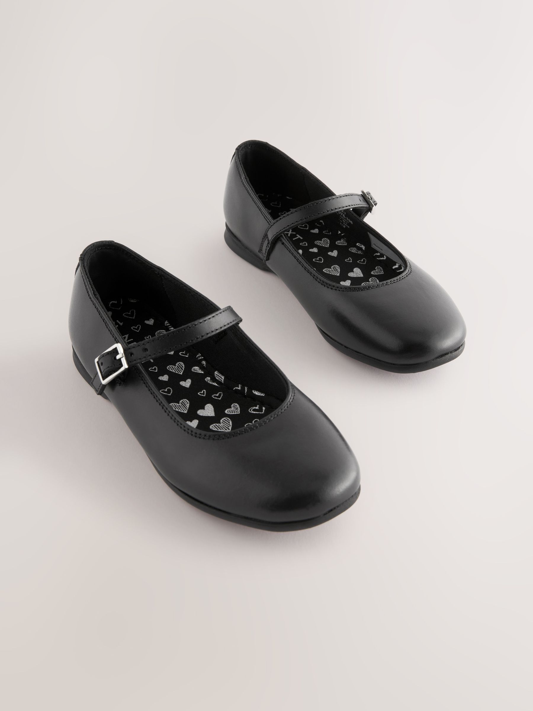 Buy Matt Black Standard Fit (F) Leather Mary Jane School Shoes from the ...