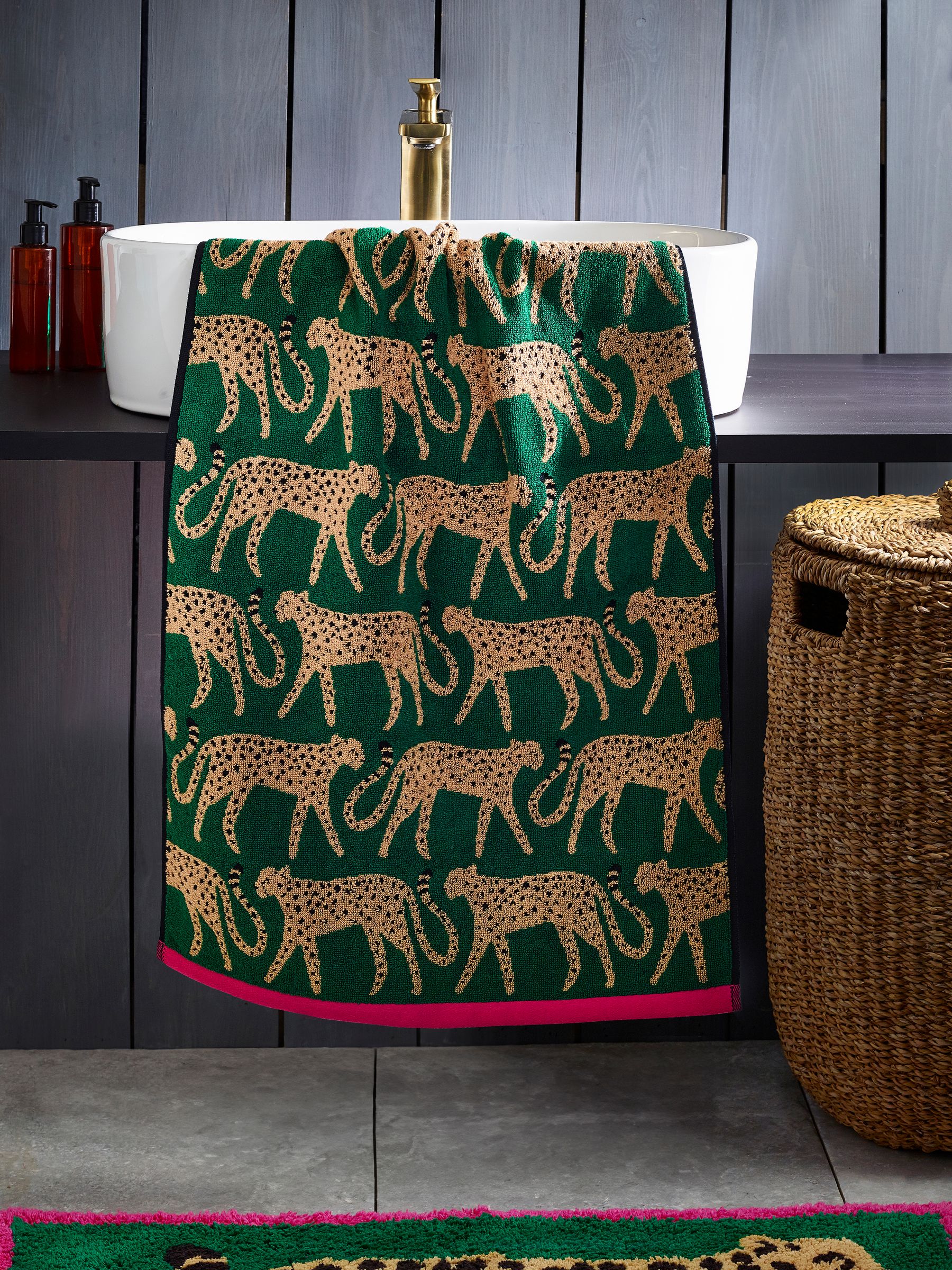 Buy Green 100% Cotton Cheetah Towel from the Next UK online shop