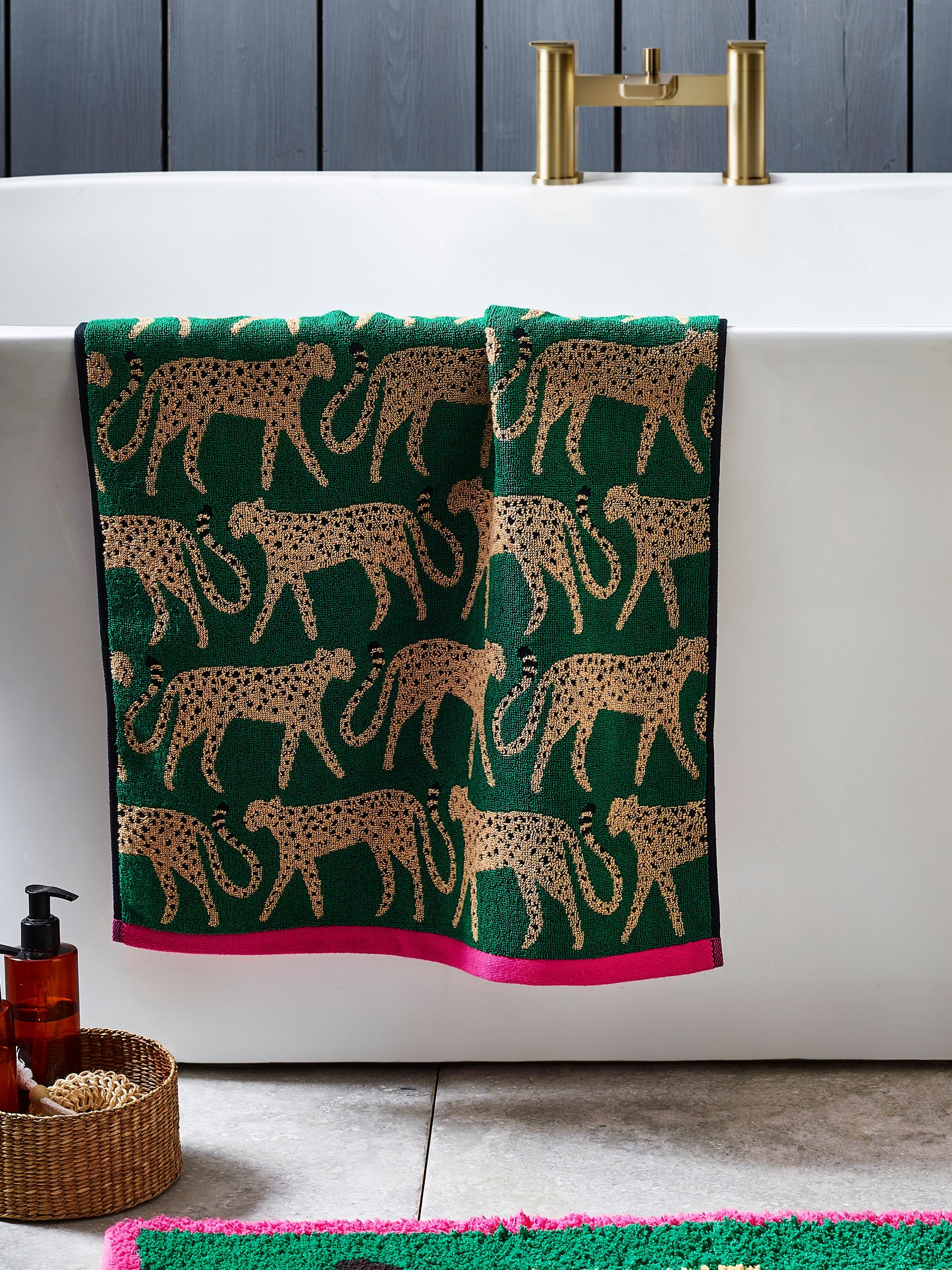 Buy Green 100% Cotton Cheetah Towel from Next Australia