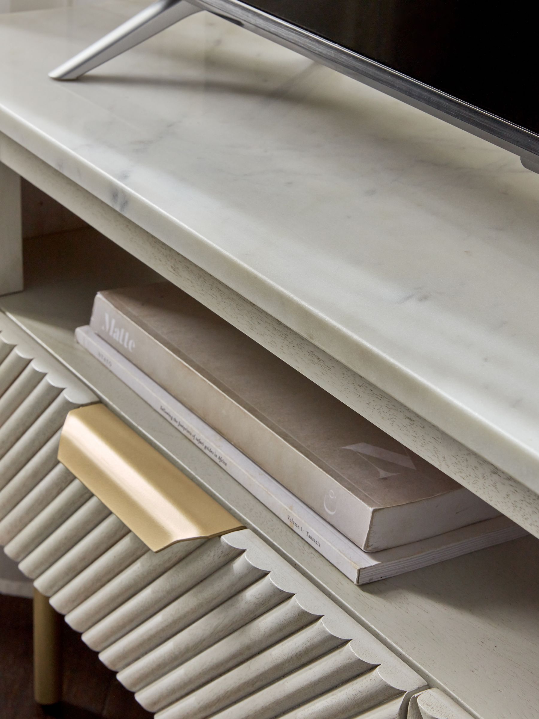 Buy Light Grey Valencia Marble Mango Wood TV Unit from the Next UK ...