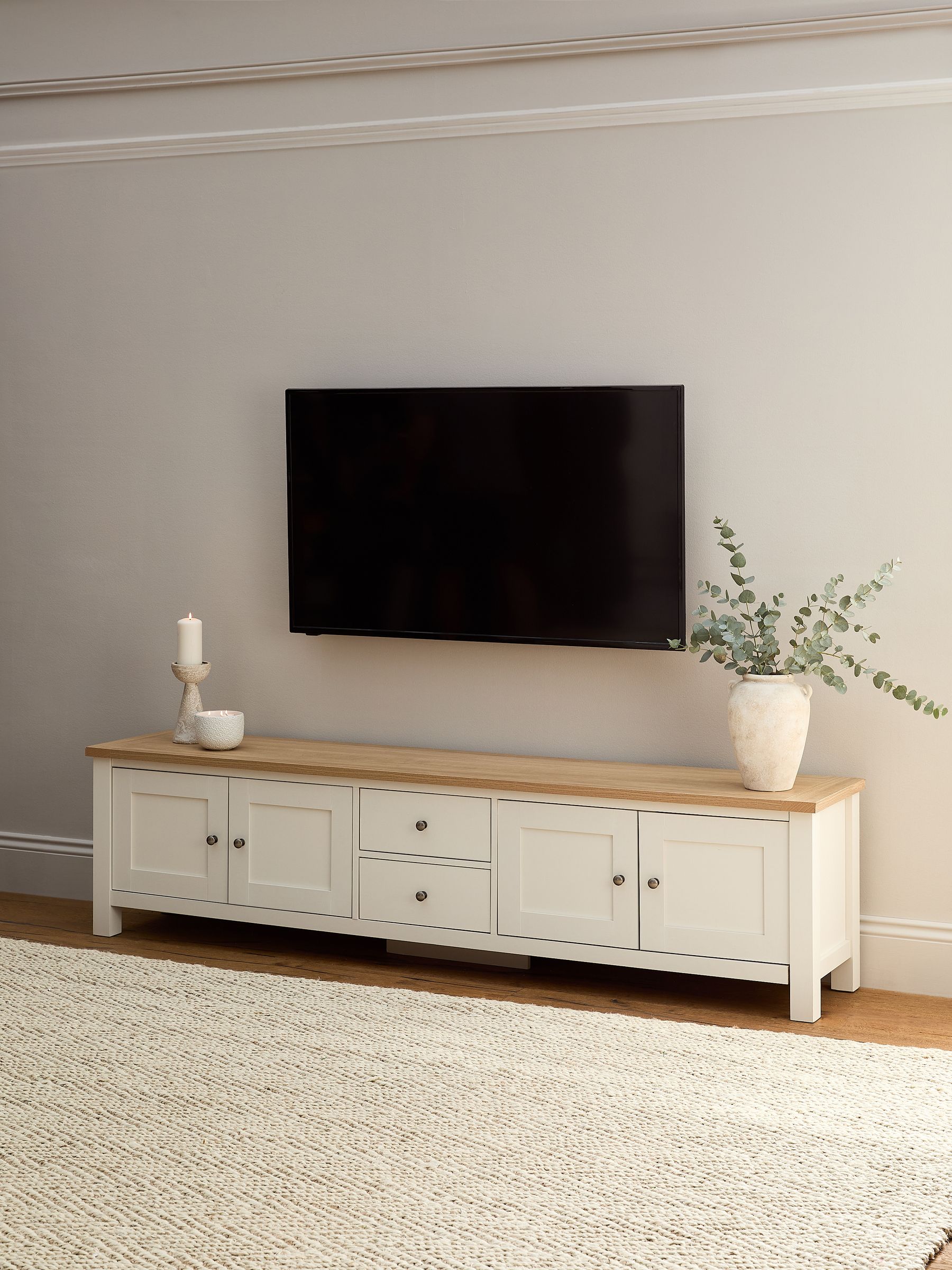 Buy Cream Malvern Oak Effect Up to 90 inch Slim TV Unit from the Next ...