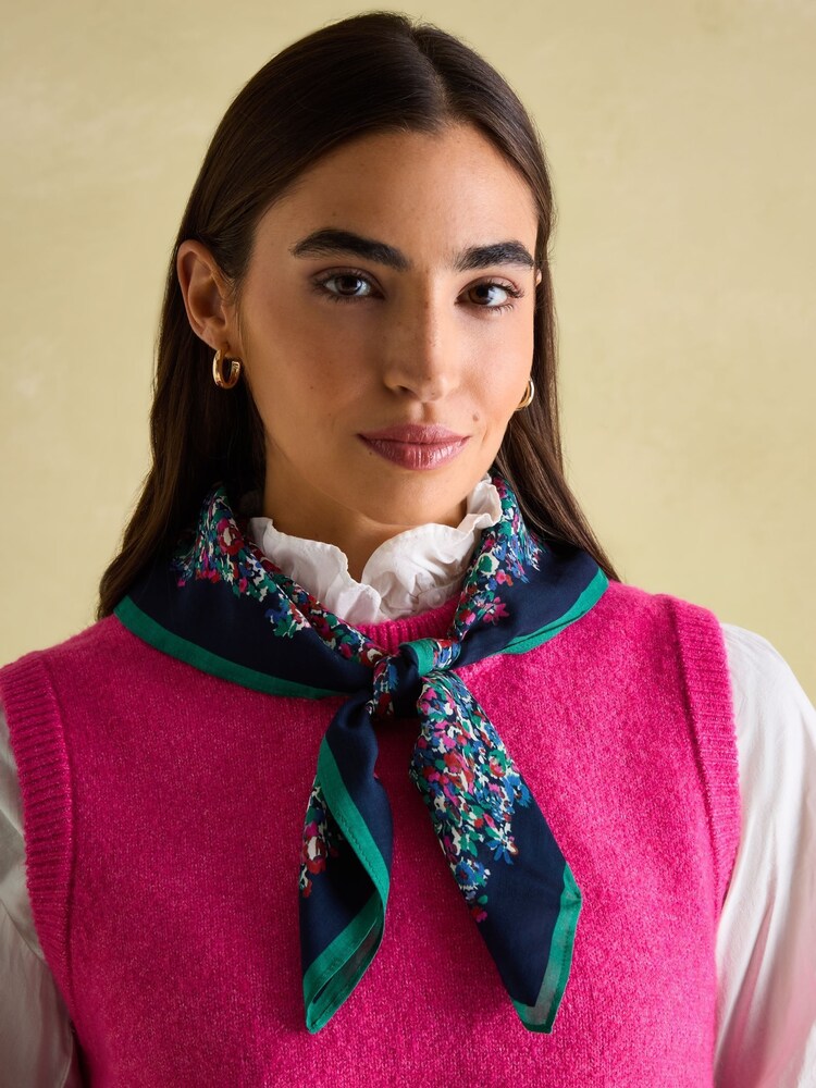 Buy Joules Elsie Multi Navy Printed Lightweight Square Scarf from the ...