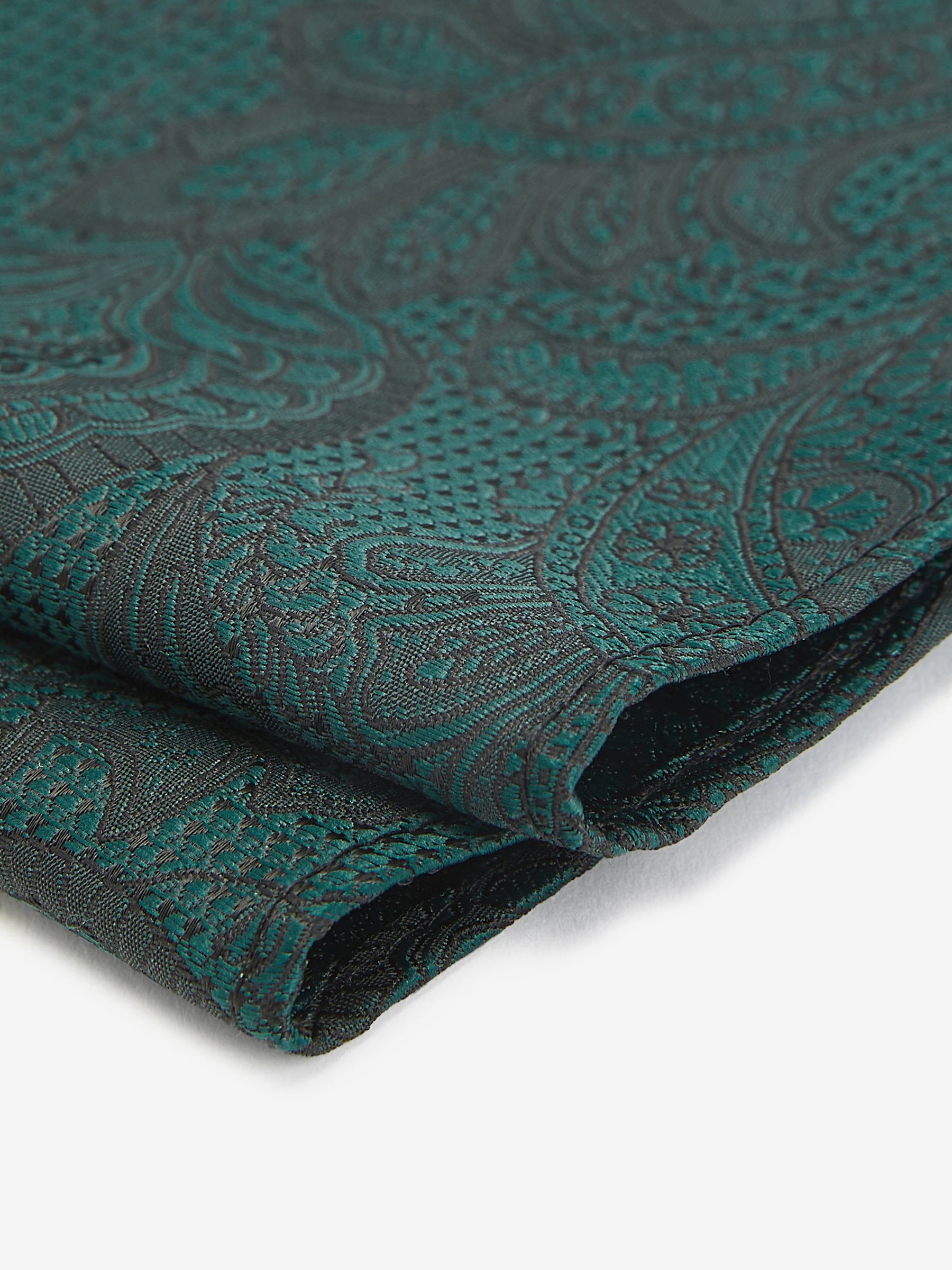 Buy Forest Green Textured Paisley Tie, Pocket Square And Pin Set from ...