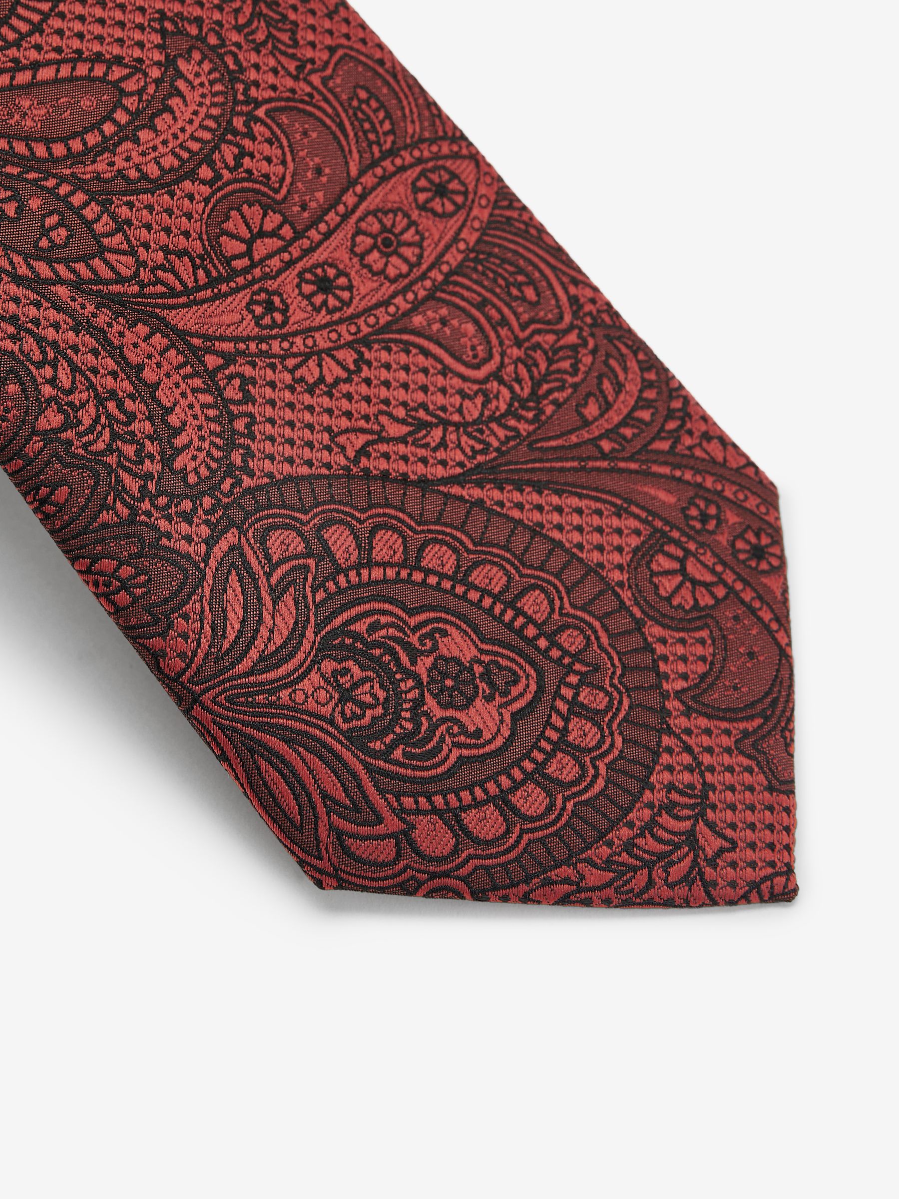Buy Rust Orange Textured Paisley Tie, Pocket Square And Pin Set from ...