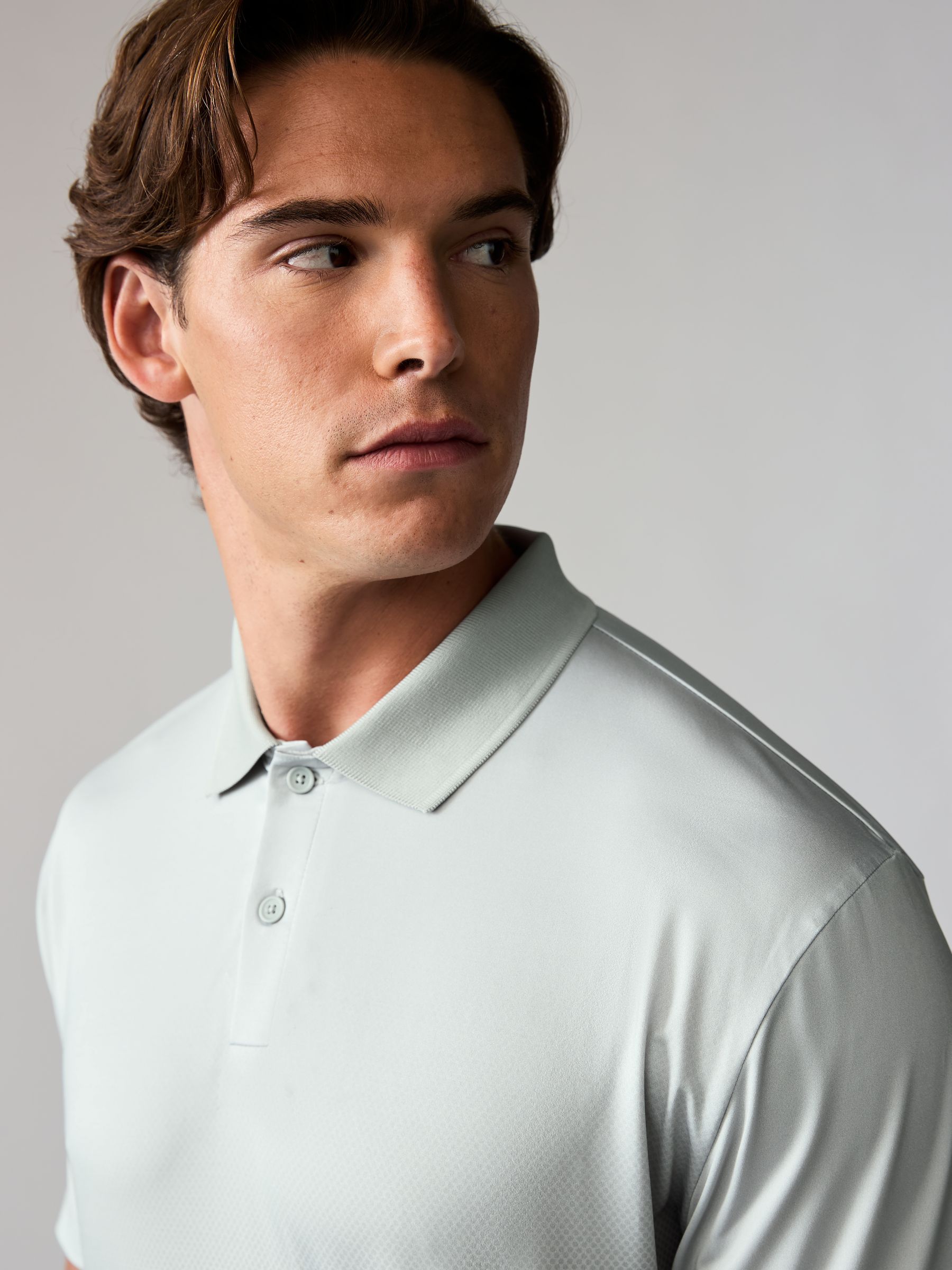 Buy Ice Grey Ombre Active Print Golf Polo Shirt from the Next UK online ...