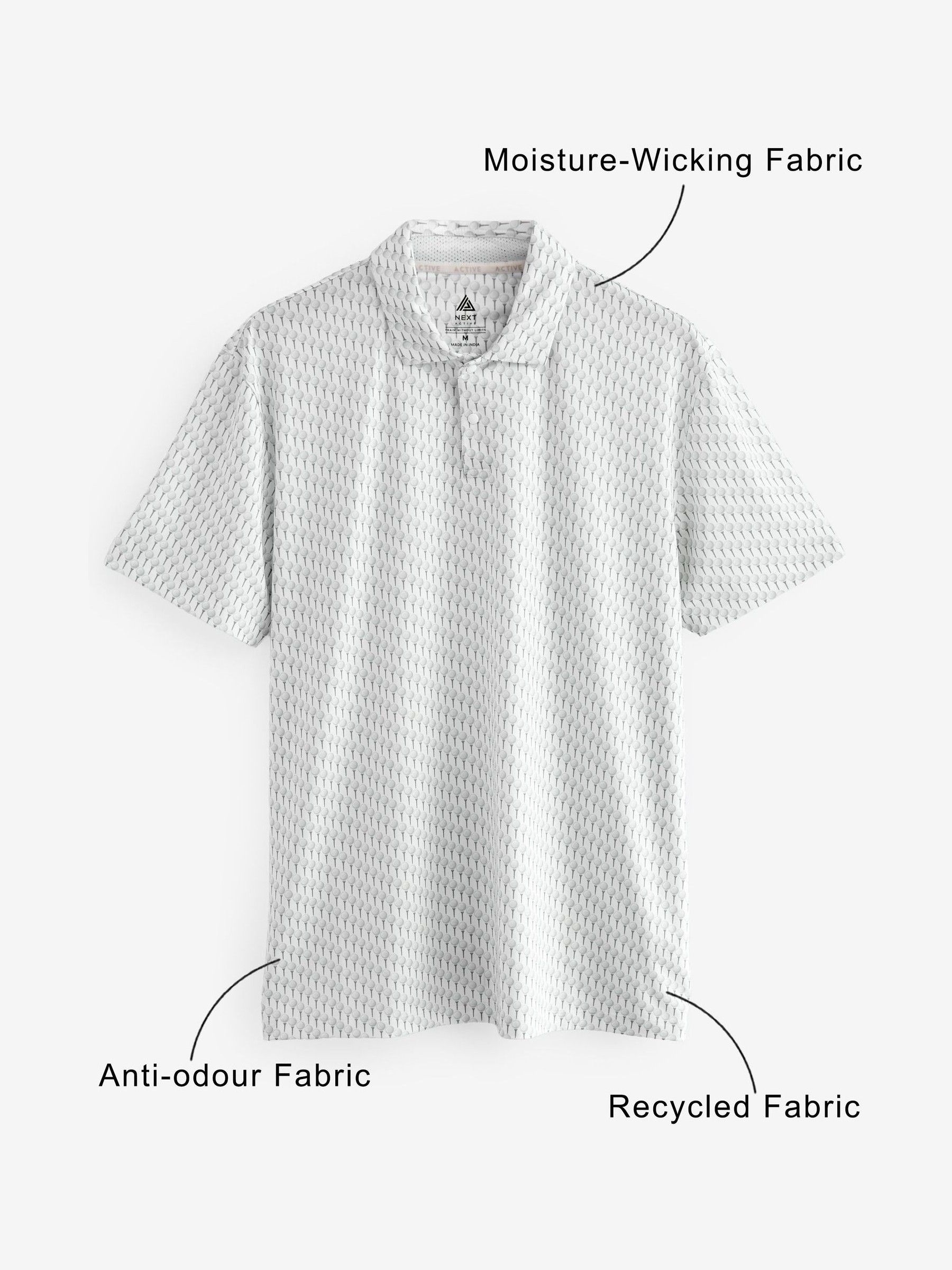 Buy White Active Print Golf Polo Shirt from the Next UK online shop