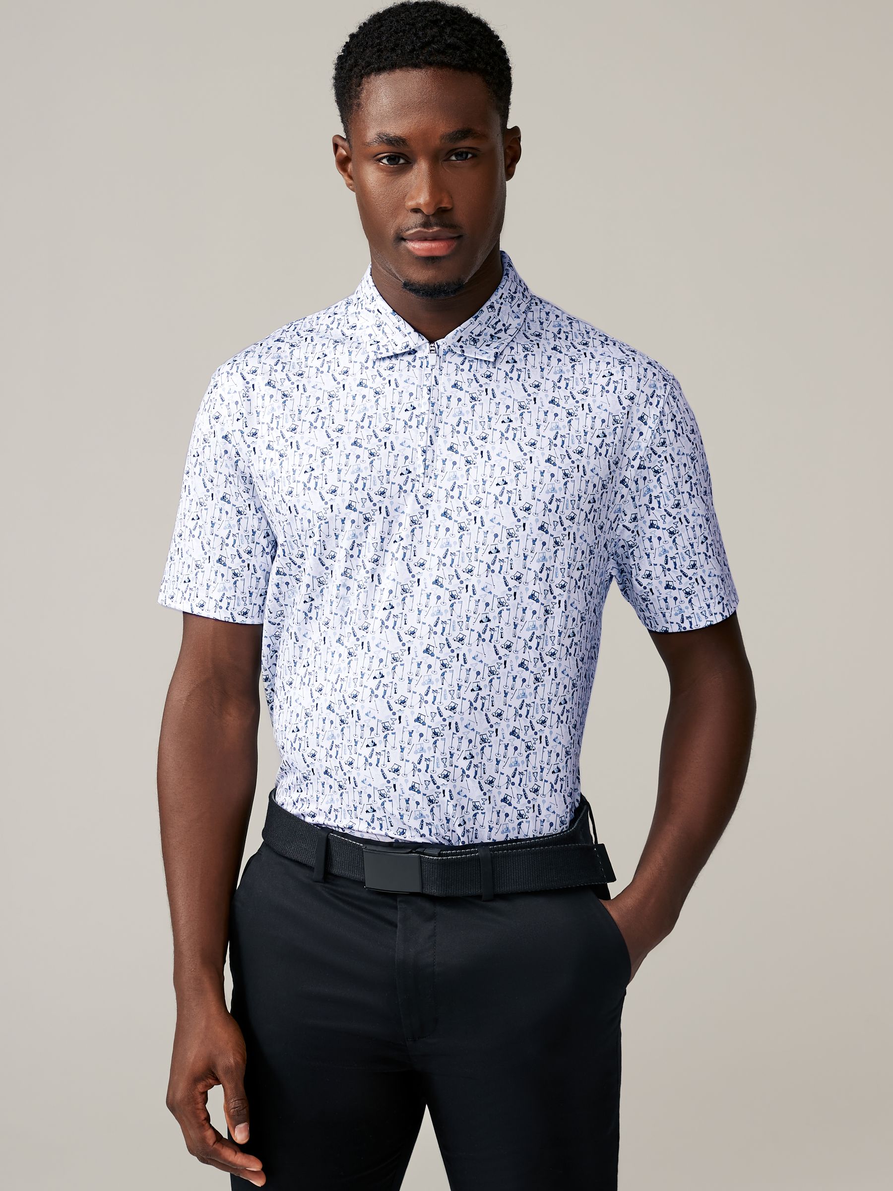 Buy White/Blue Active Print Golf Polo Shirt from the Next UK online shop
