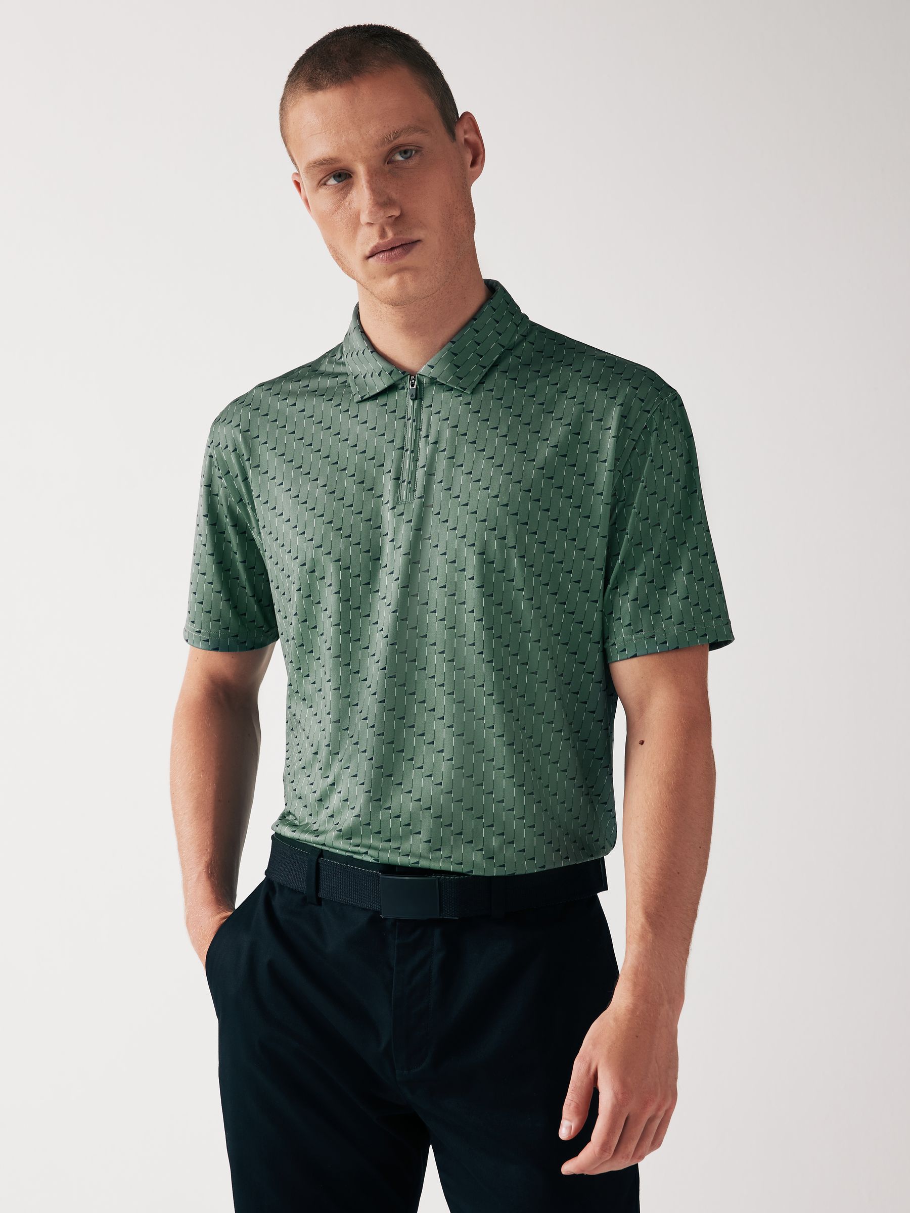 Buy Green Print Golf Polo Shirt from the Next UK online shop