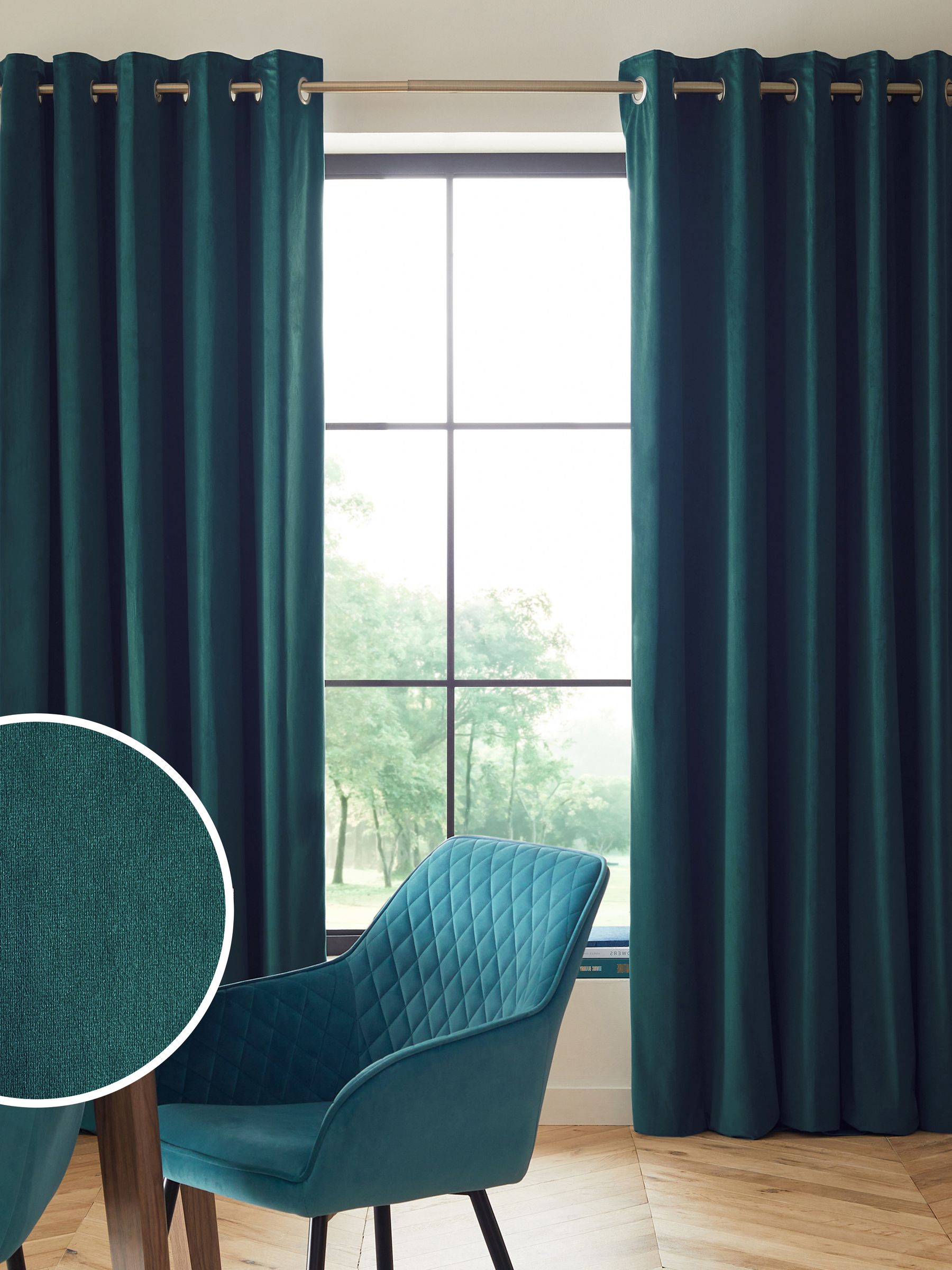 Buy Blue Dark Teal Matte Velvet Blackout/Thermal Curtains from the Next ...