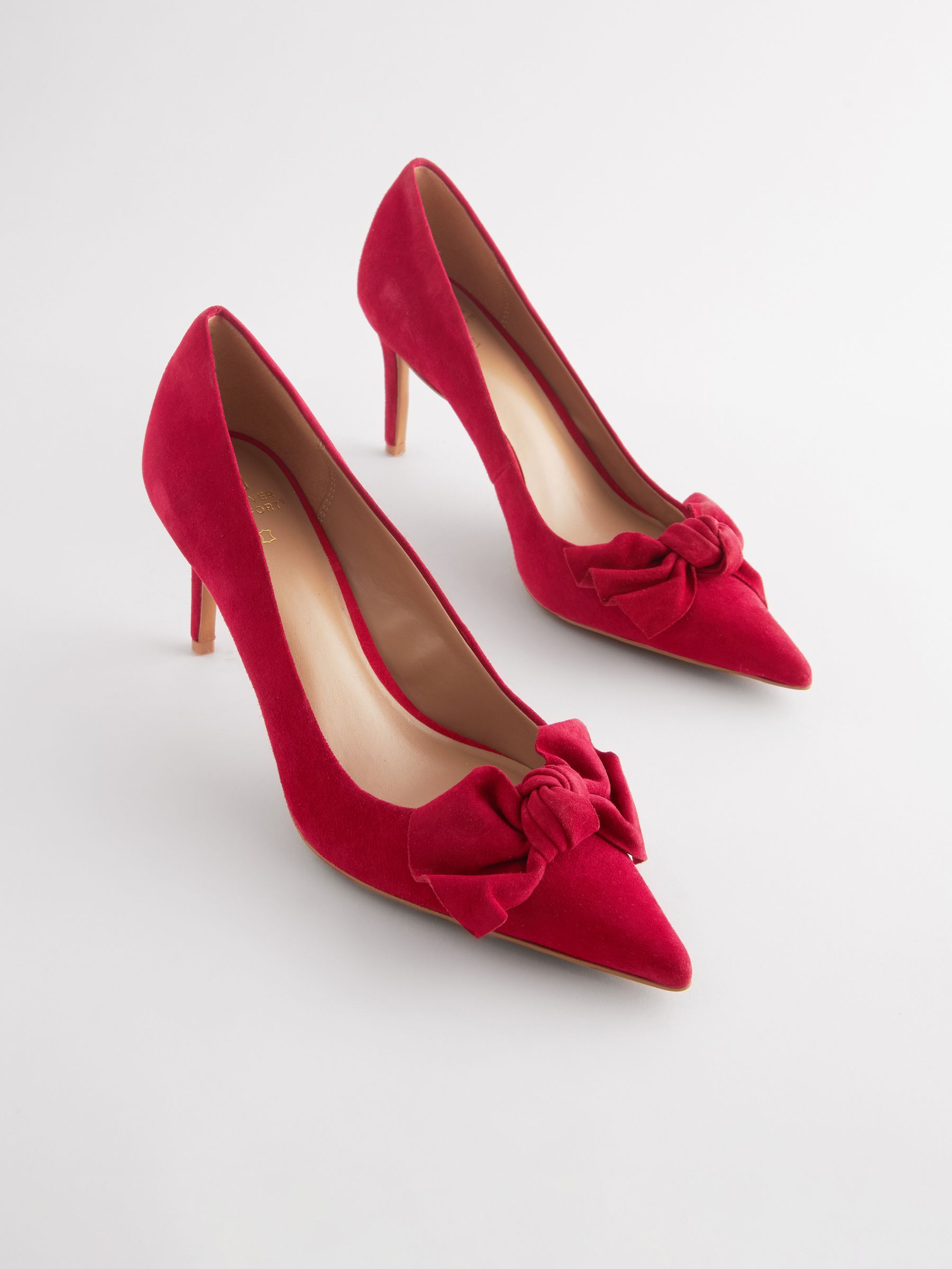 Buy Red Forever Comfort® Leather Bow Mid Court Shoes from the Next UK ...