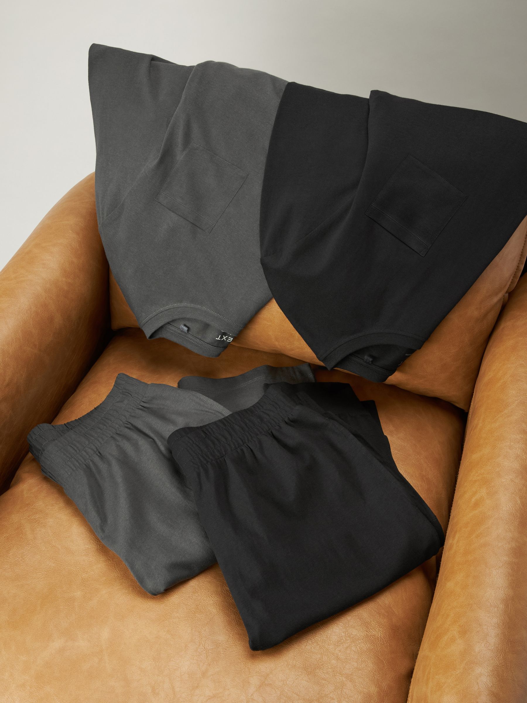 Buy Black/Grey Long Sleeve Cuffed 100% Cotton Pyjamas 2 Pack from the ...