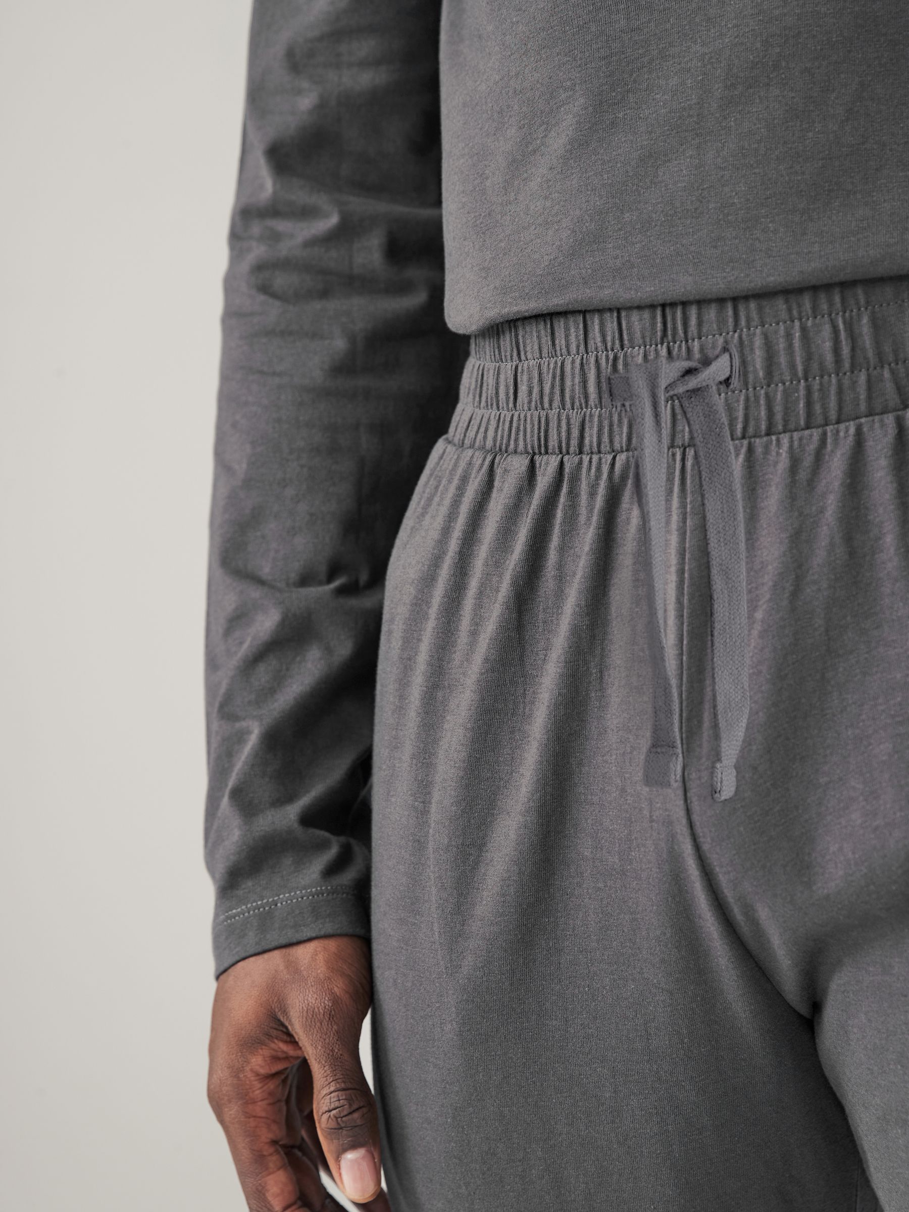 Buy Black/Grey Long Sleeve Cuffed 100% Cotton Pyjamas 2 Pack from the ...