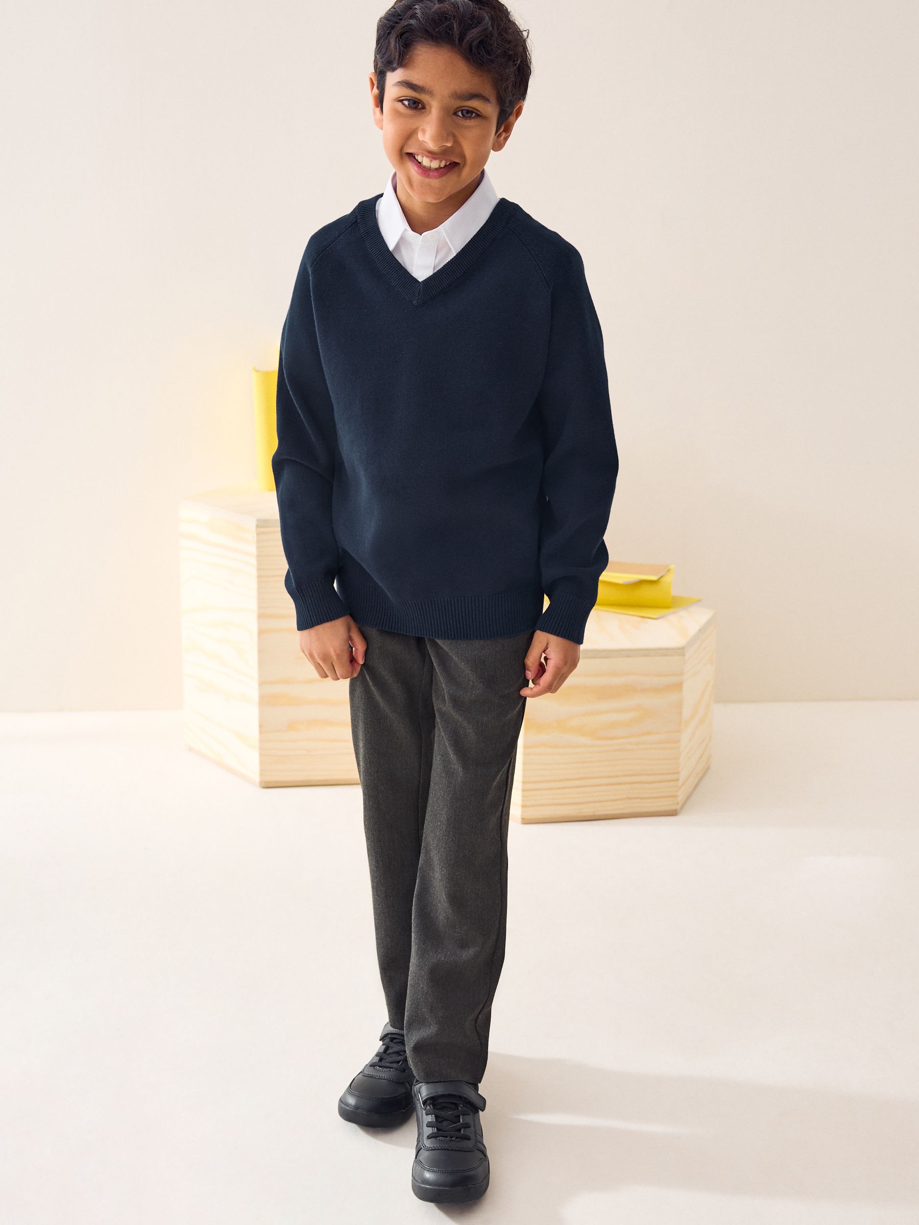 Buy Navy Blue Knitted V-Neck School Jumper (3-16yrs) from the Next UK ...