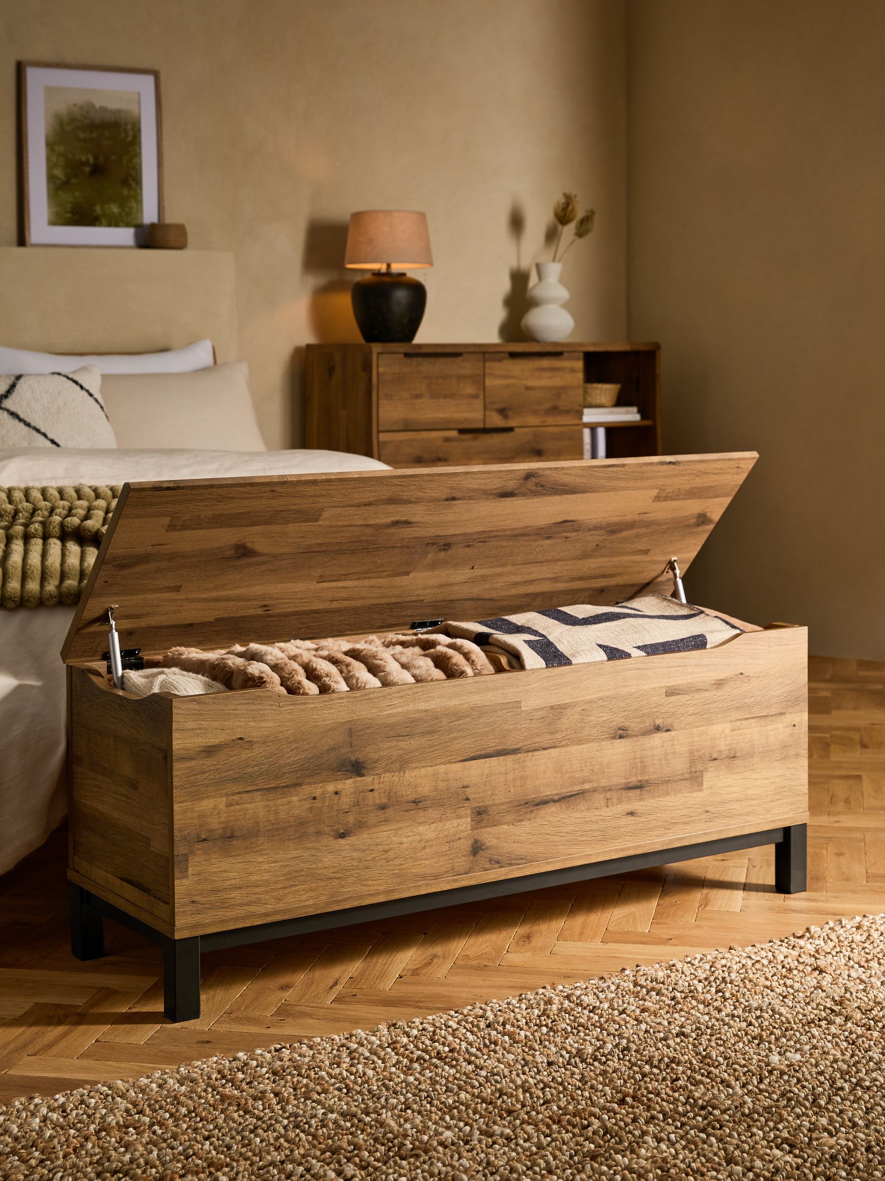 Buy Dark Natural Bronx Oak Effect Large Blanket Box from the Next UK ...