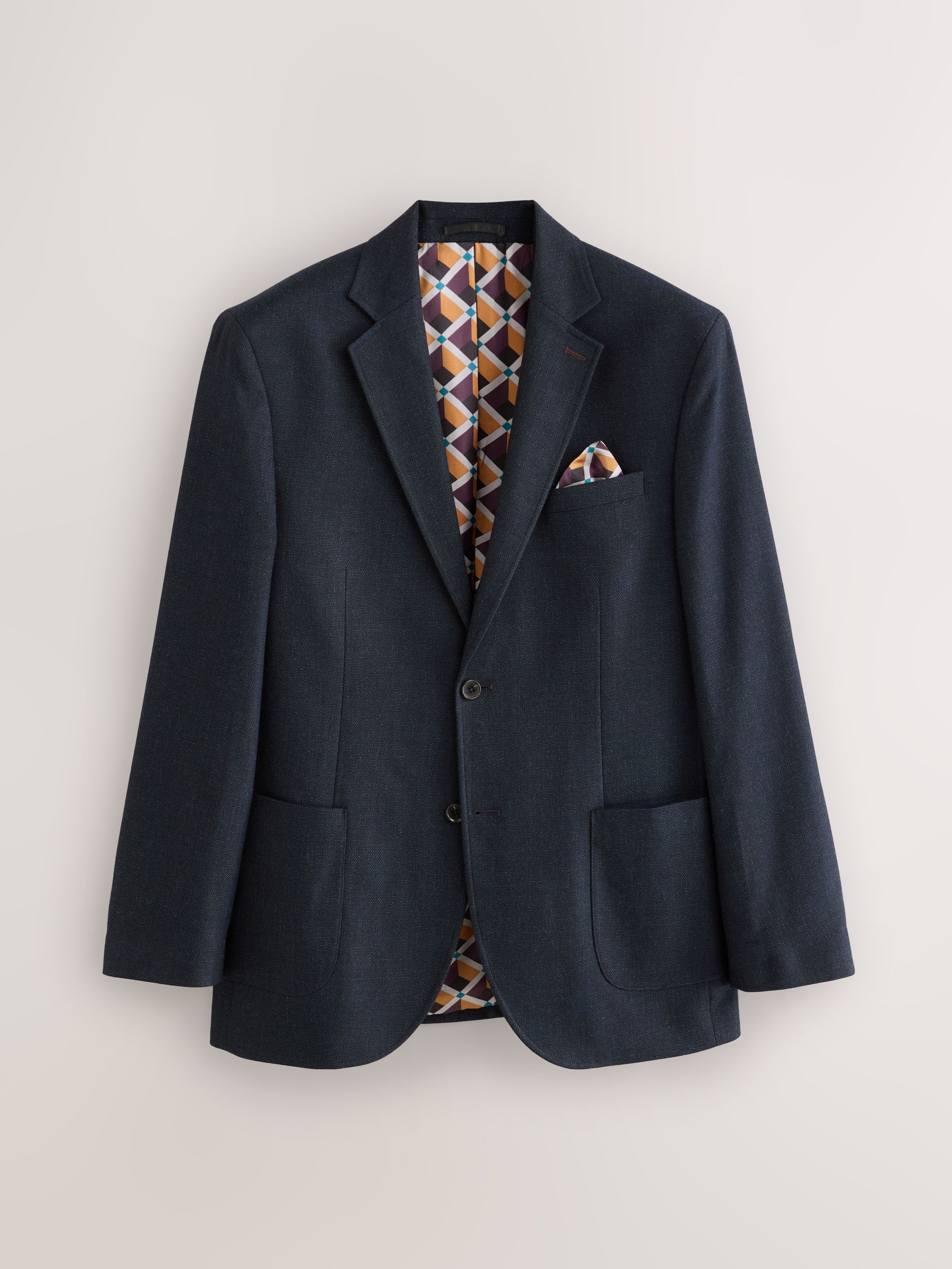 Buy Navy Blue Regular Fit Textured Smart Blazer from the Next UK online ...