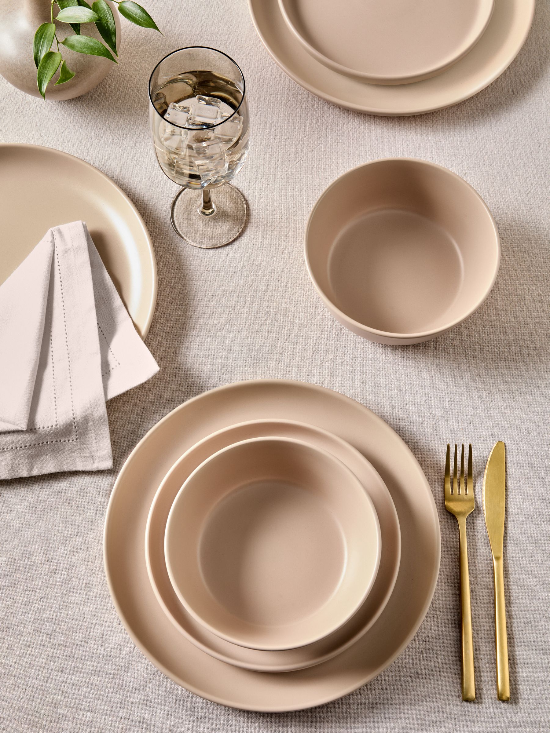 12 Piece Caramel Natural Dinner Set