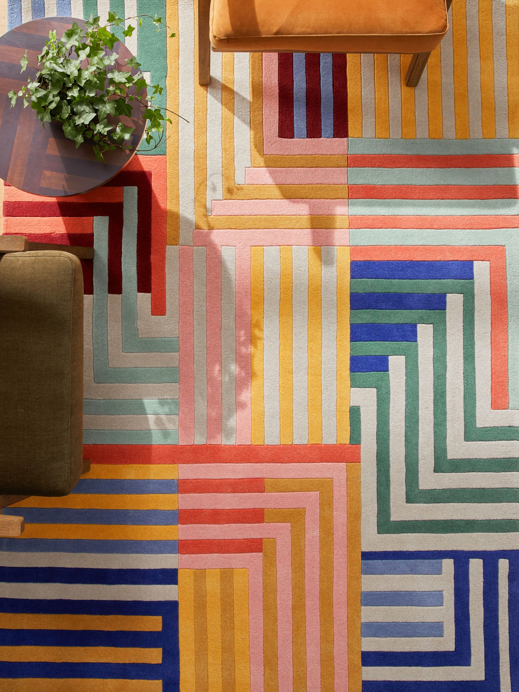 Buy Multi Paulo Geometric Stripe Rug from Next Ireland