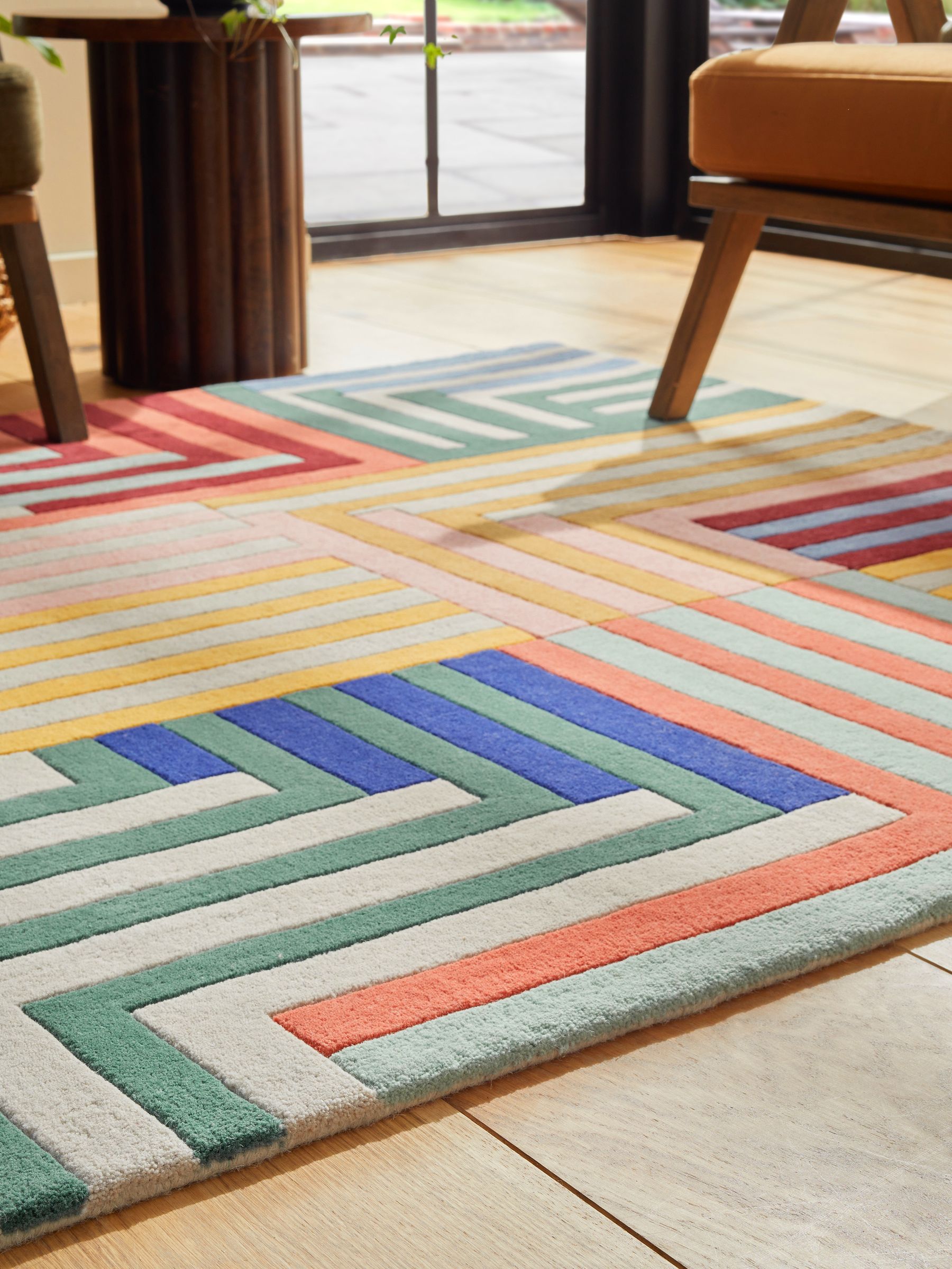 Buy Multi Paulo Geometric Stripe Rug from the Next UK online shop