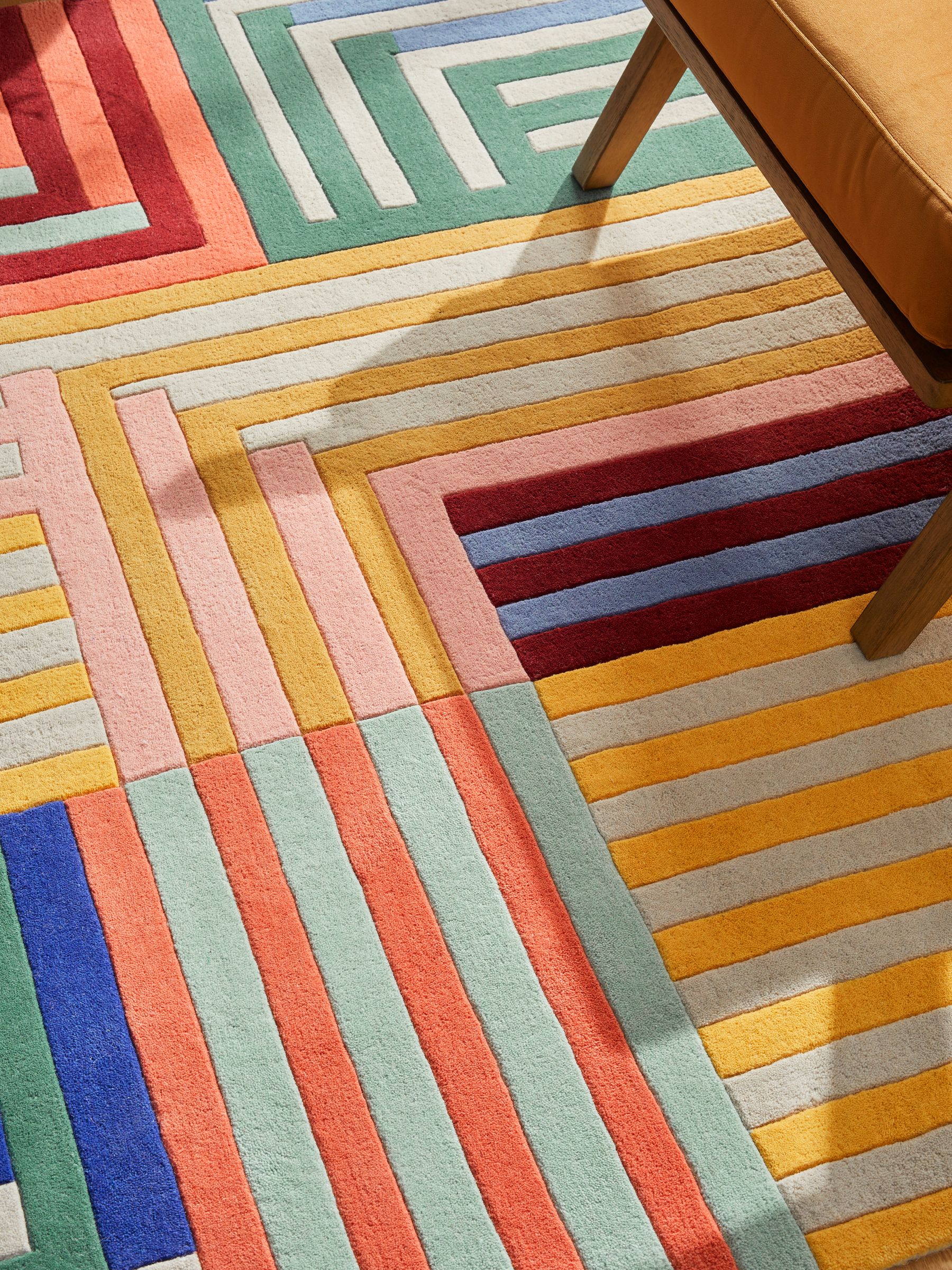 Buy Multi Paulo Geometric Stripe Rug from Next Ireland